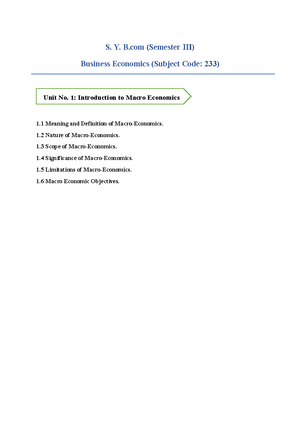 ( Unit - 1 ) Intro to Macro Economics - ( Chapter – I ) INTRODUCTION TO ...