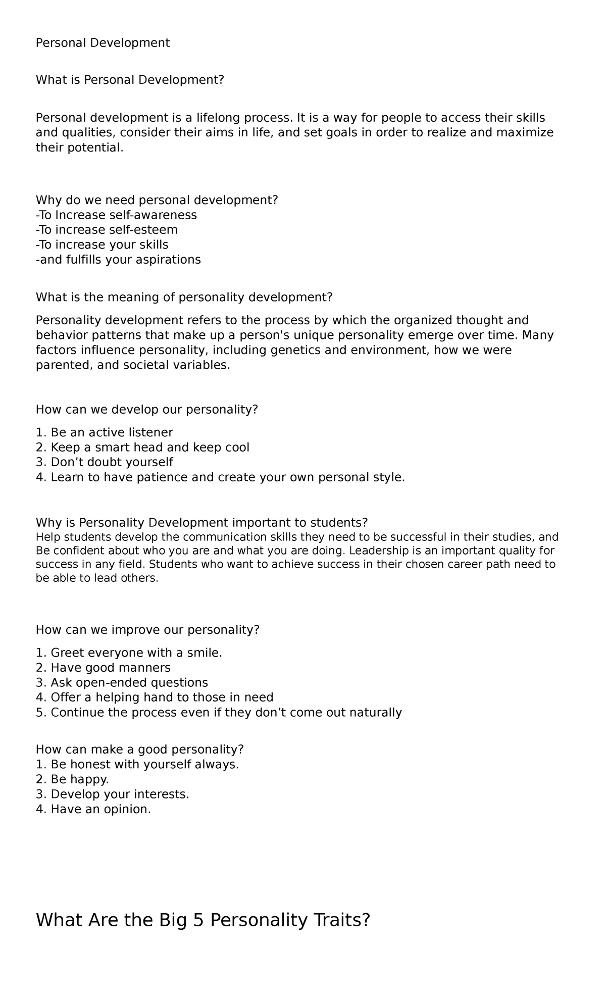 NSTP CWTS Activity on Personal Development - Personal Development What ...