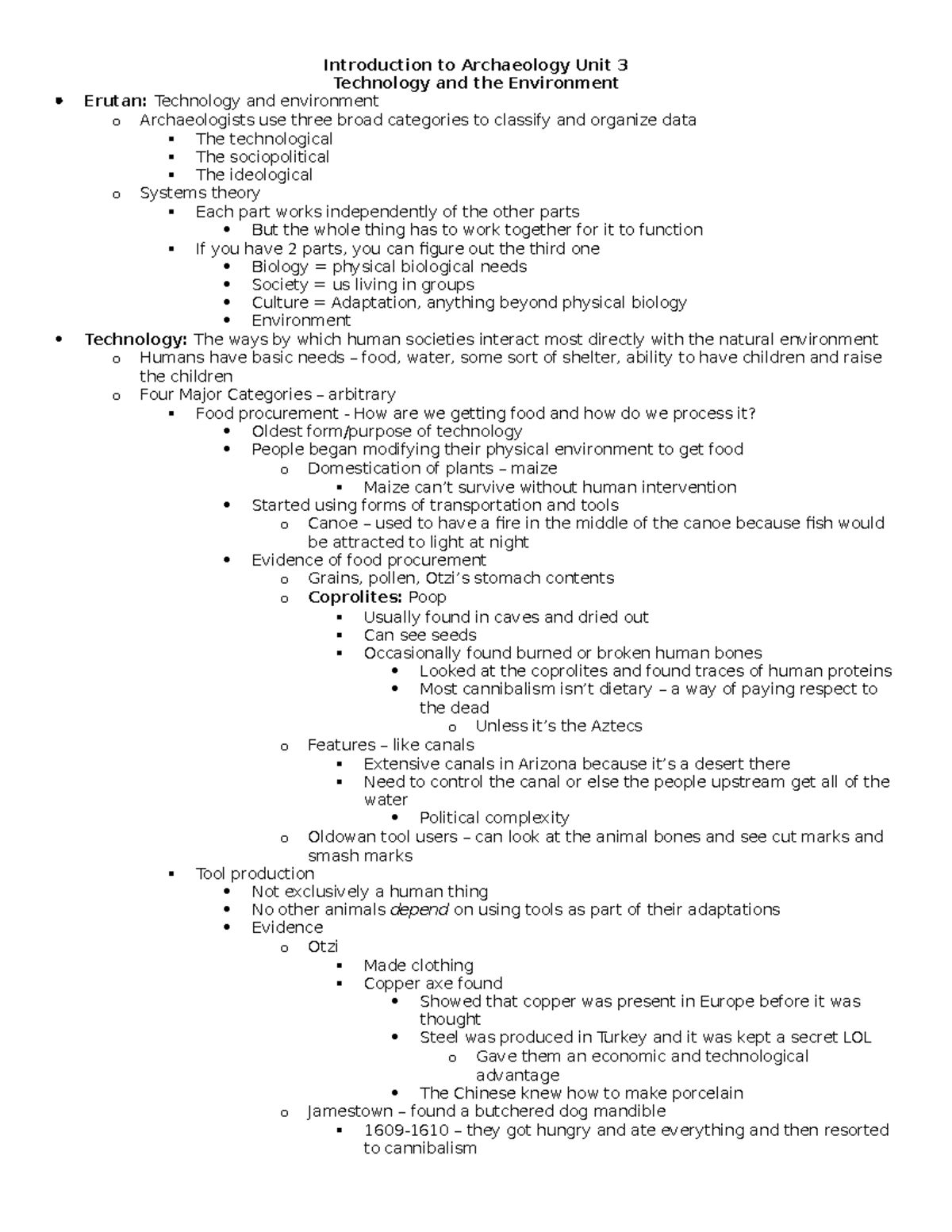 VCU ANTH 105: Intro to Archaeology Exam 3 Notes - Means - Introduction ...