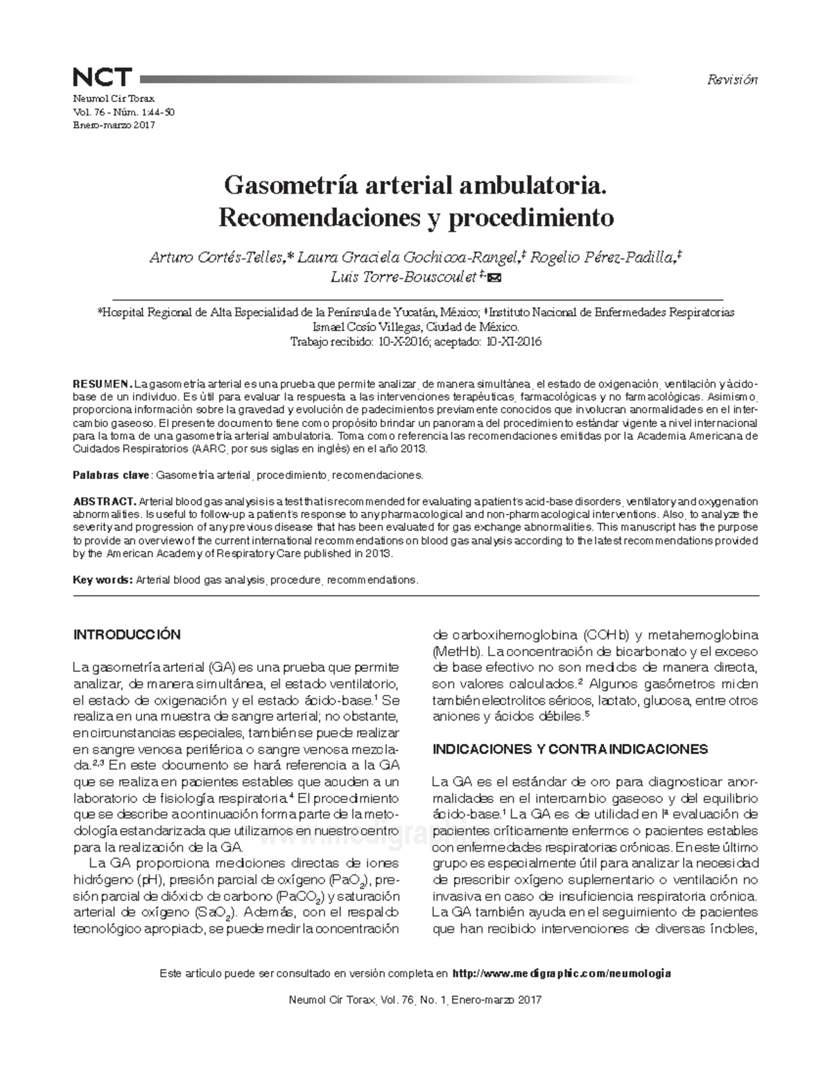 Gasometría arterial - material - NCT medigraphic.org Gasometría ...
