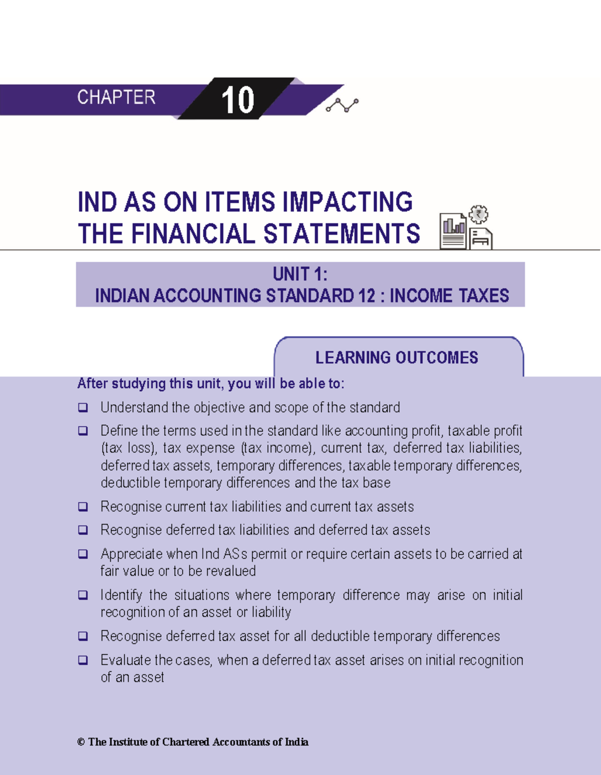 Indas 12 - Lecture notes 1 - 10 IND AS ON ITEMS IMPACTING THE FINANCIAL ...