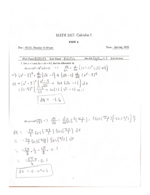 Phw9 - homework - MATH 2417 - Studocu