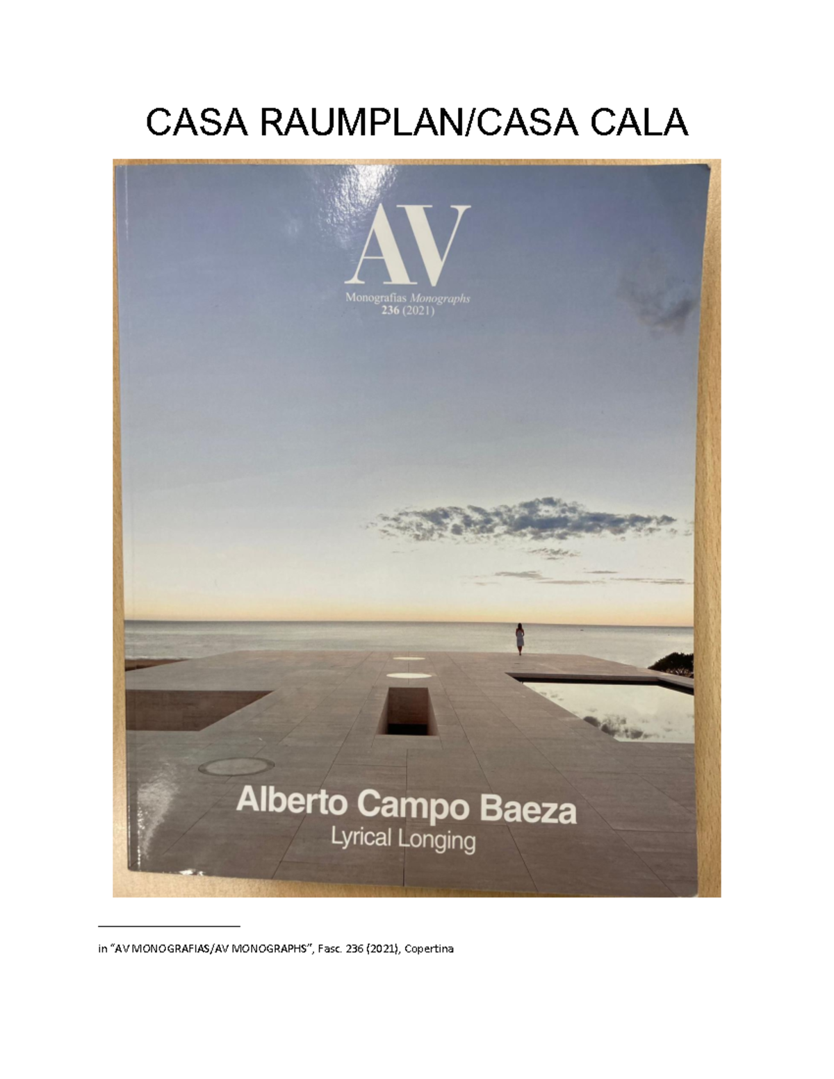 CASA Raumplancasa CALA - CASA RAUMPLAN/CASA CALA in “AV MONOGRAFIAS/AV ...