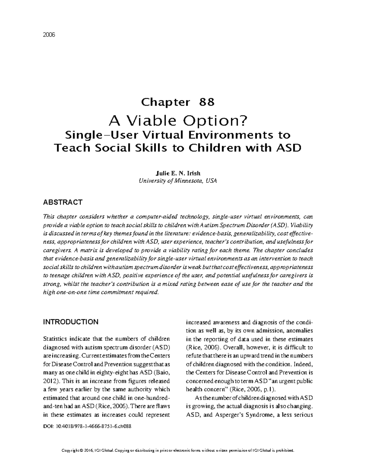 A Viable Option - notes - 2006 Copyright © 2016, IGI Global. Copying or ...