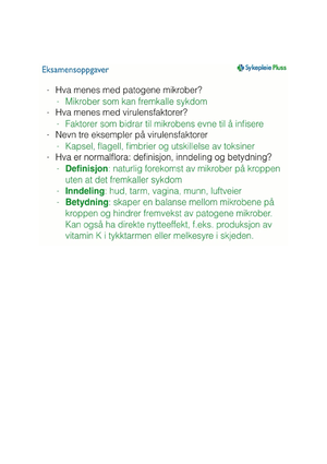 SYKP1200 - Notater om Bakterier - Mikrober, helse og sykdom Del 1: Mikrobenes verden – biologisk ...