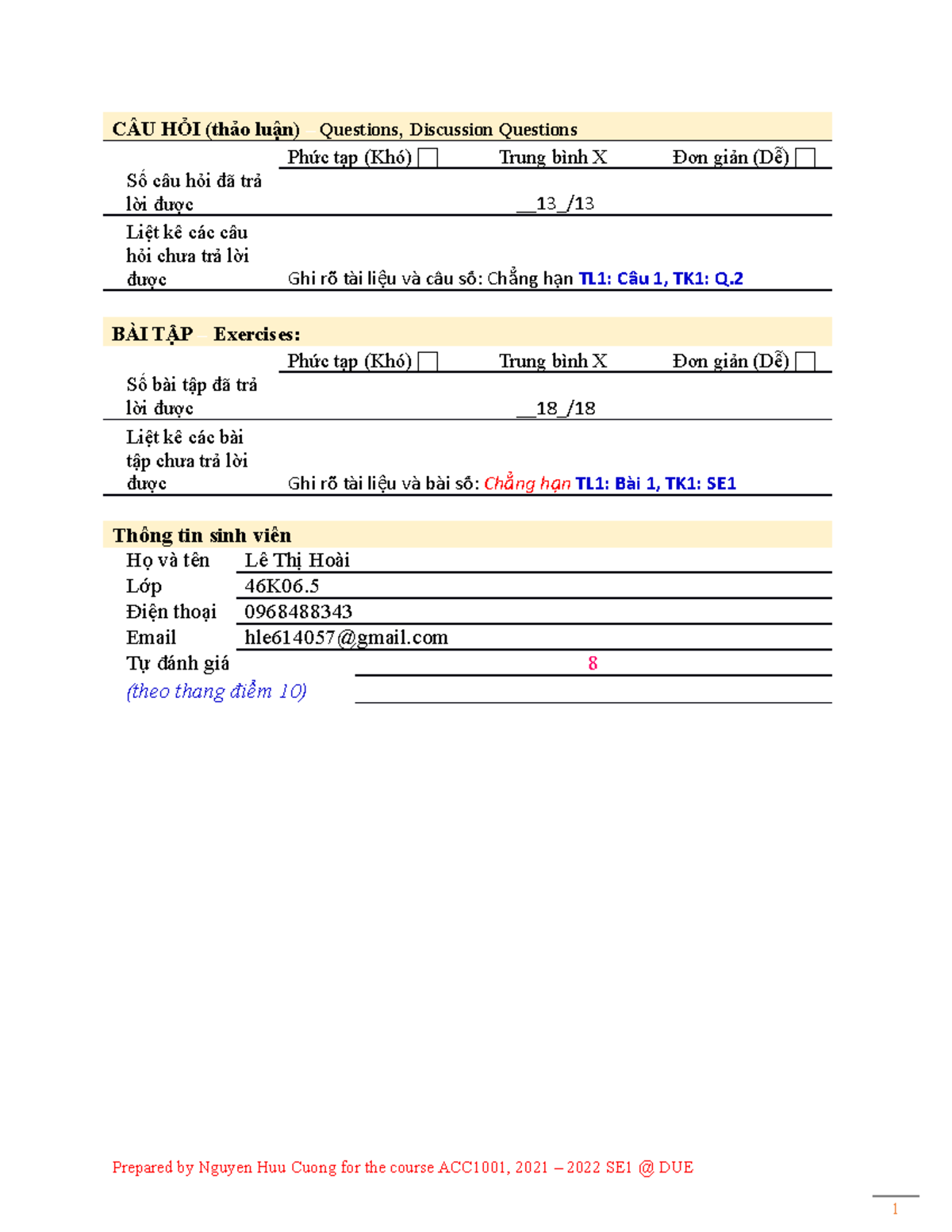 Chapter-3-EOC-Assignment-Le-Thi-Hoai-ACC1001 46K06 - CÂU HỎI (thảo luận) – Questions, Discussion ...