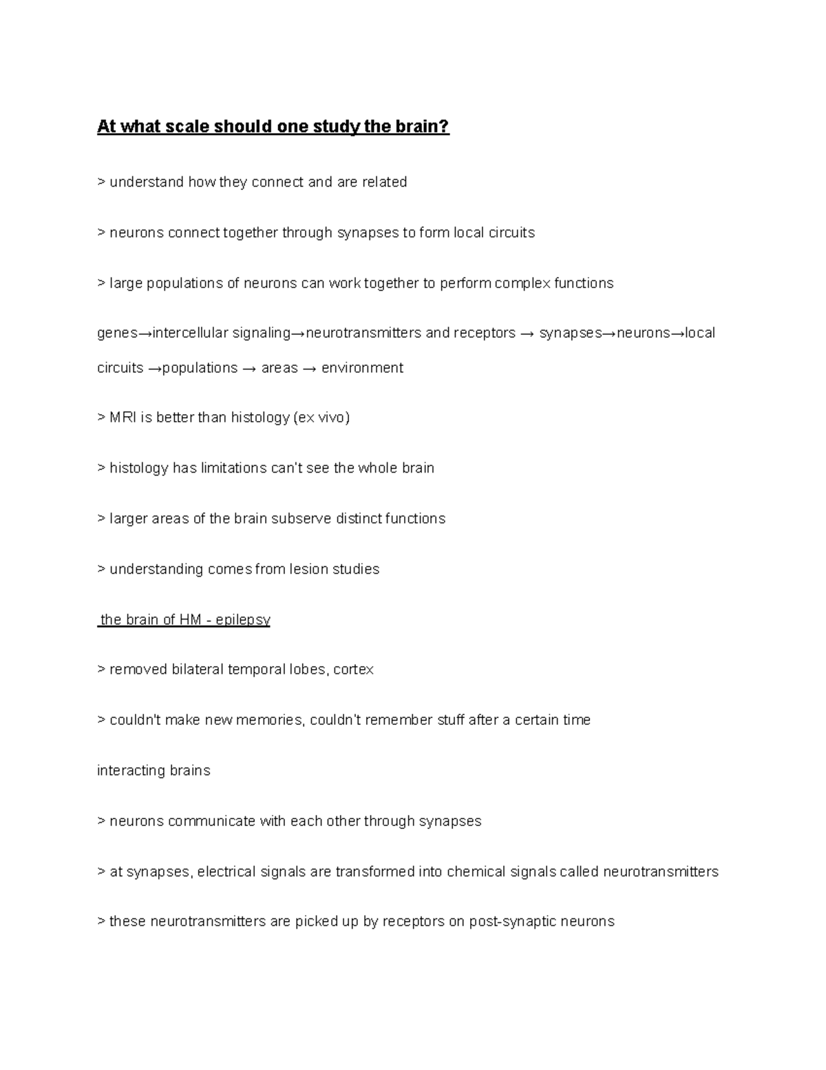 How we study the brain - At what scale should one study the brain ...