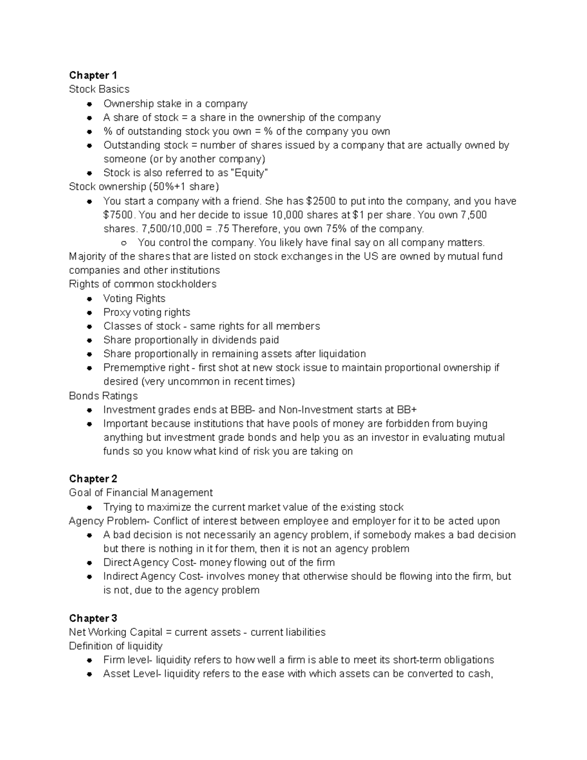 FI Exam Review - Final exam practice - Chapter 1 Stock Basics Ownership ...