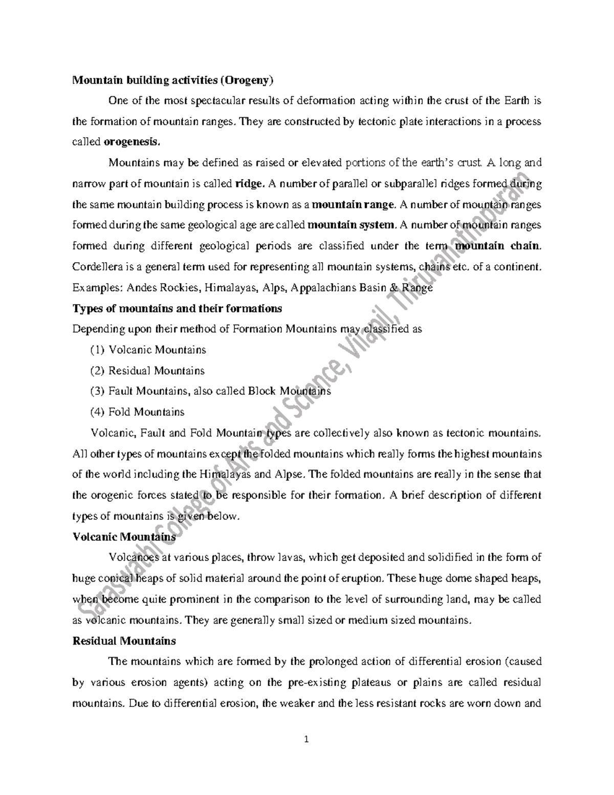 Mountain building activities - They are constructed by tectonic plate ...