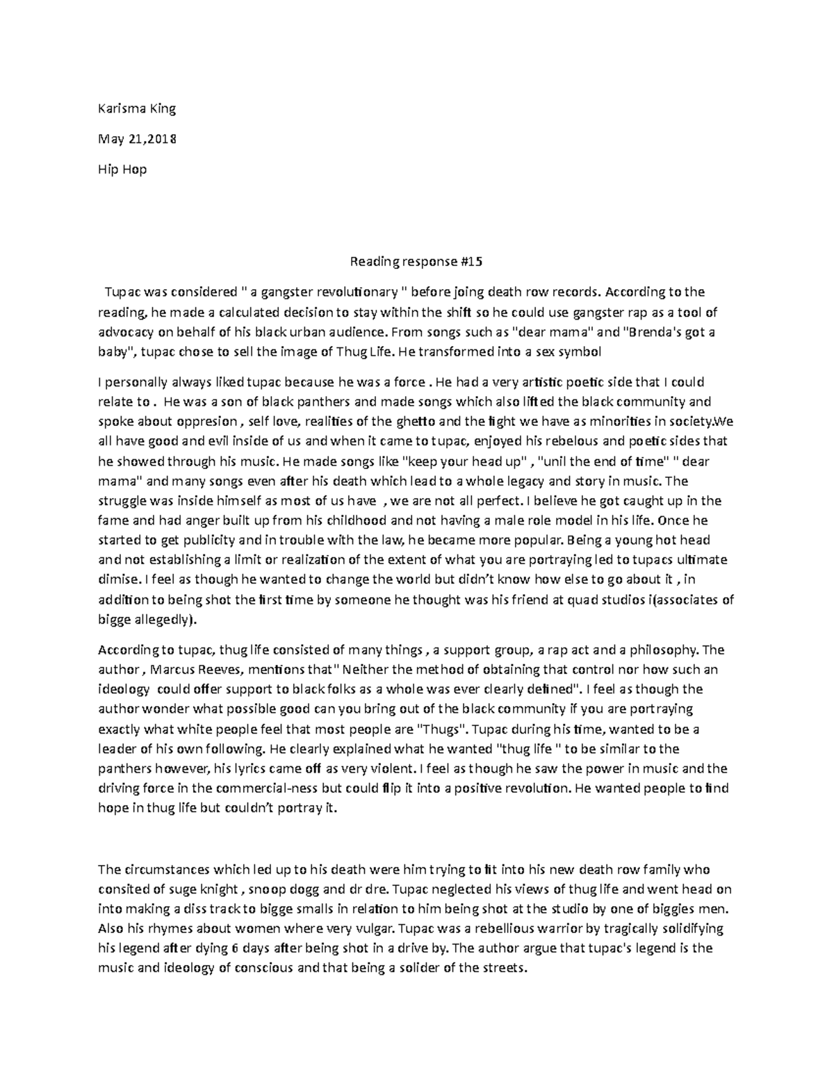 Hip hop test #15 - from reading cant stop wont stop book required for ...