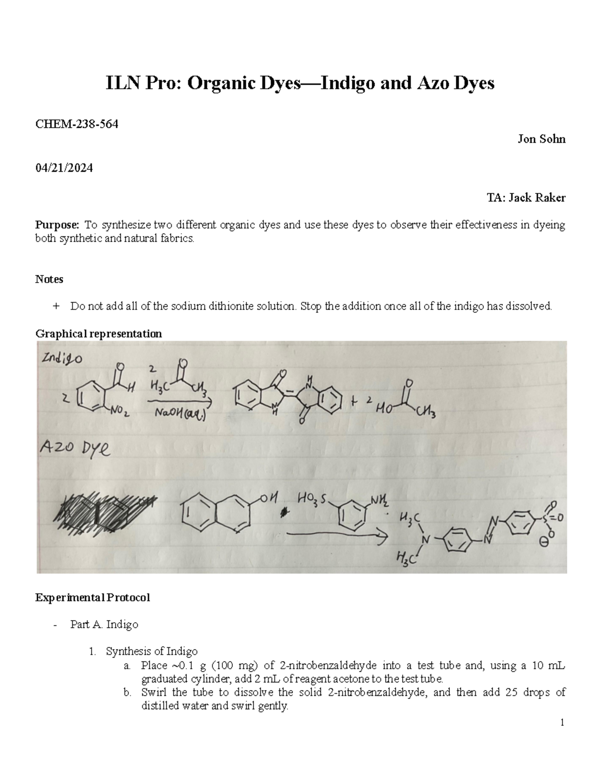 Organic Dyes 2 - …….. - ILN Pro: Organic Dyes—Indigo and Azo Dyes CHEM ...