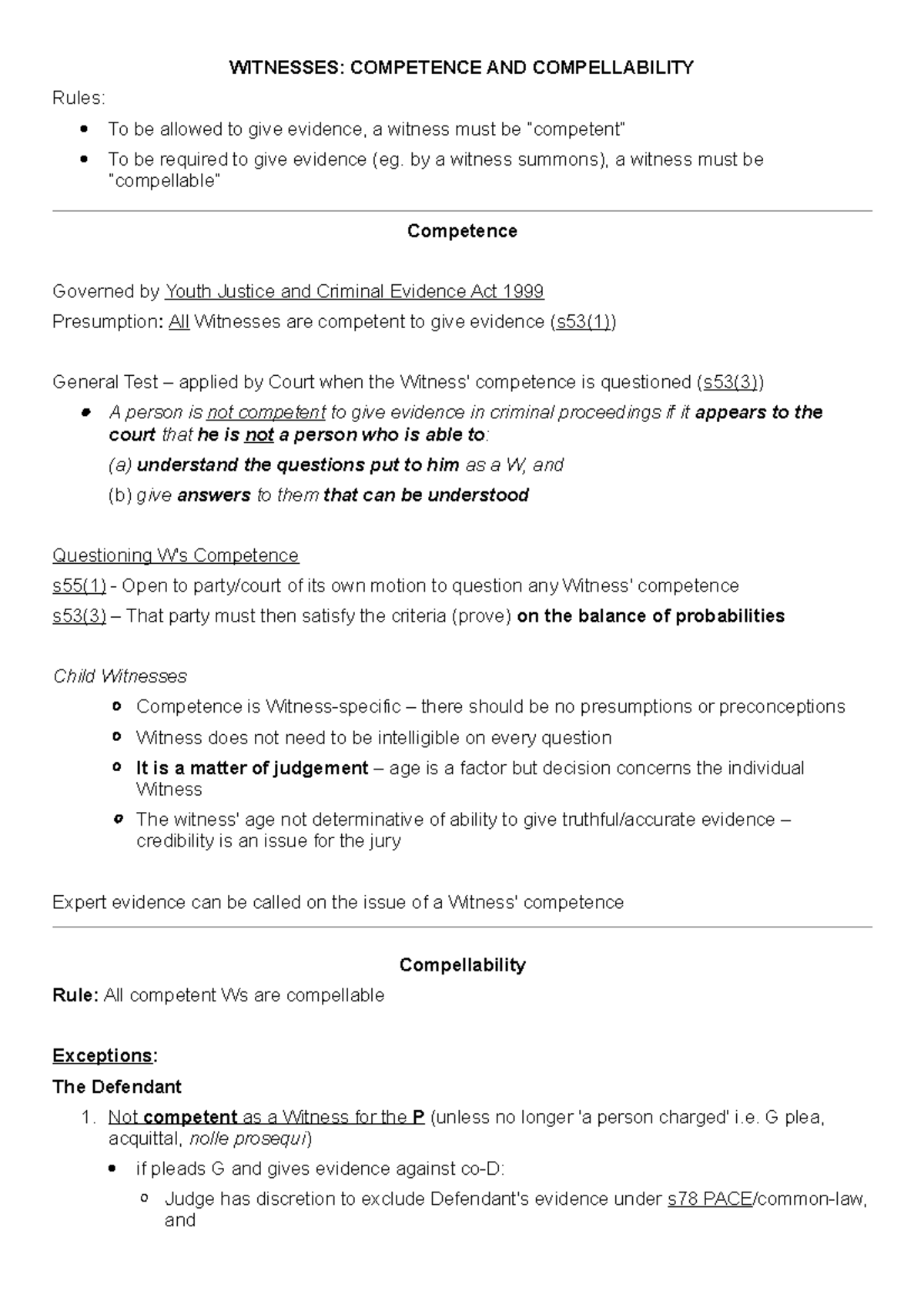 Witnesses - competence and compellability 2014 - WITNESSES: COMPETENCE ...