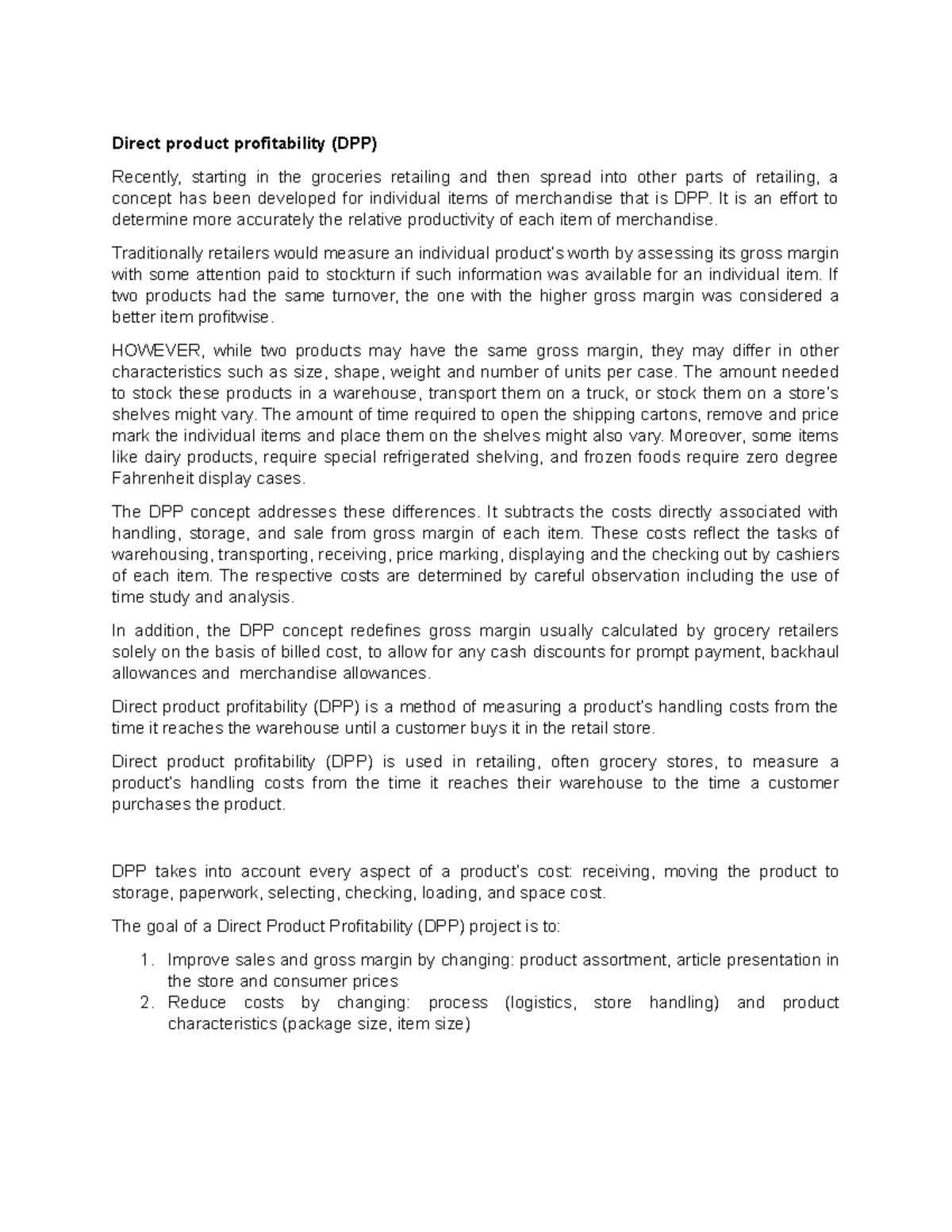 Direct product profitability - It is an effort to determine more ...