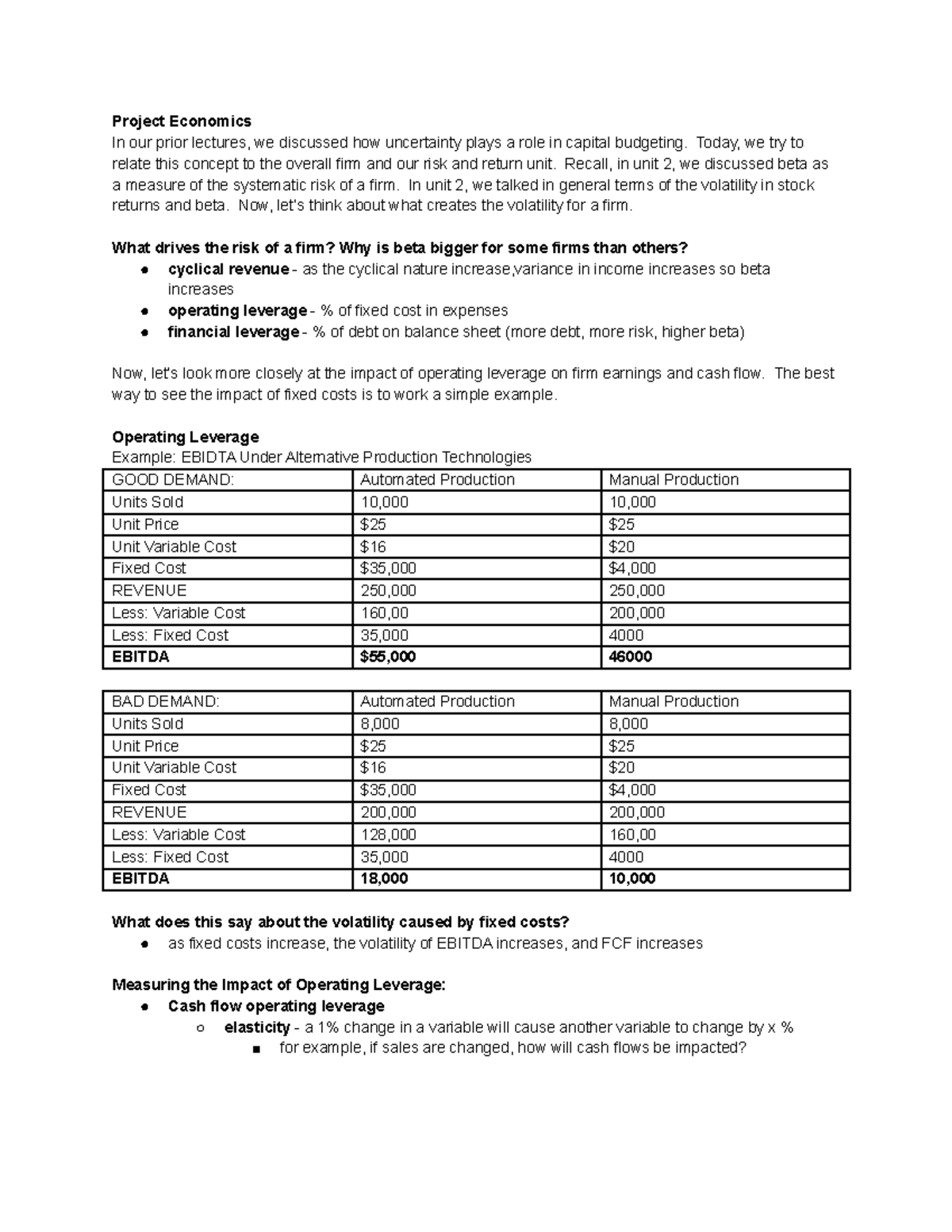 9. Project Economics - Project Economics In our prior lectures, we ...