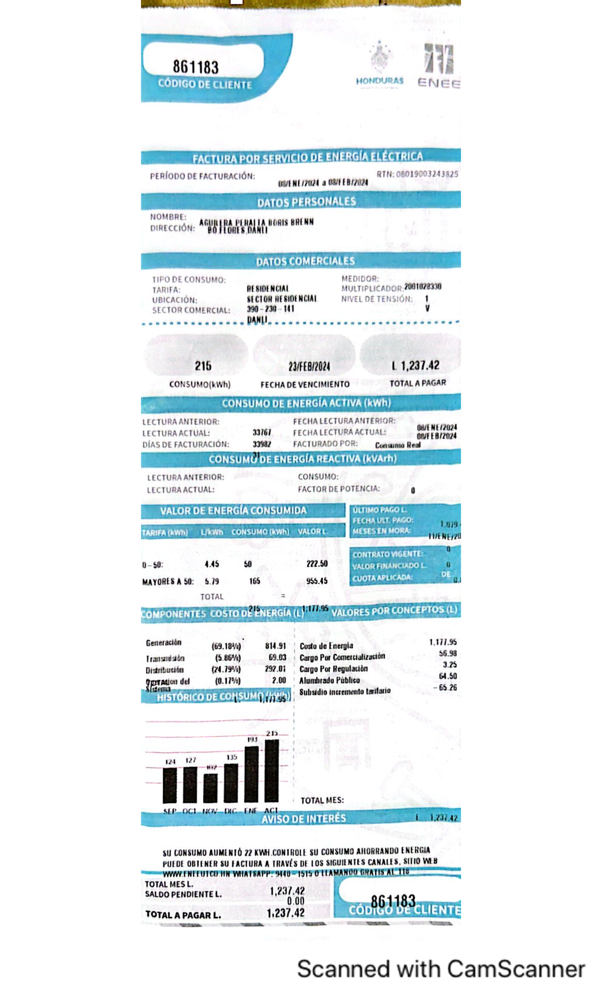 Cam Scanner 15-02-2024 19 - 861183 CÓDIGO DE CLIENTE HONDURAS ENEE ...
