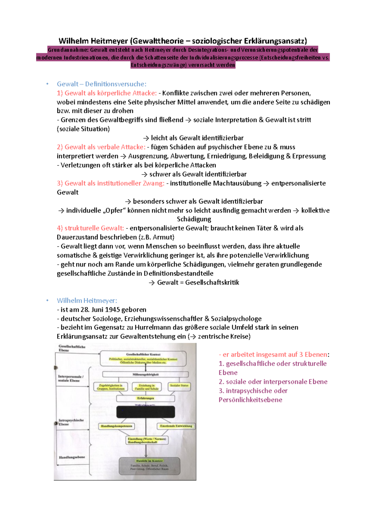 Heitmeyer Zusammenfassung Abi - Wilhelm Heitmeyer (Gewal0heorie ...