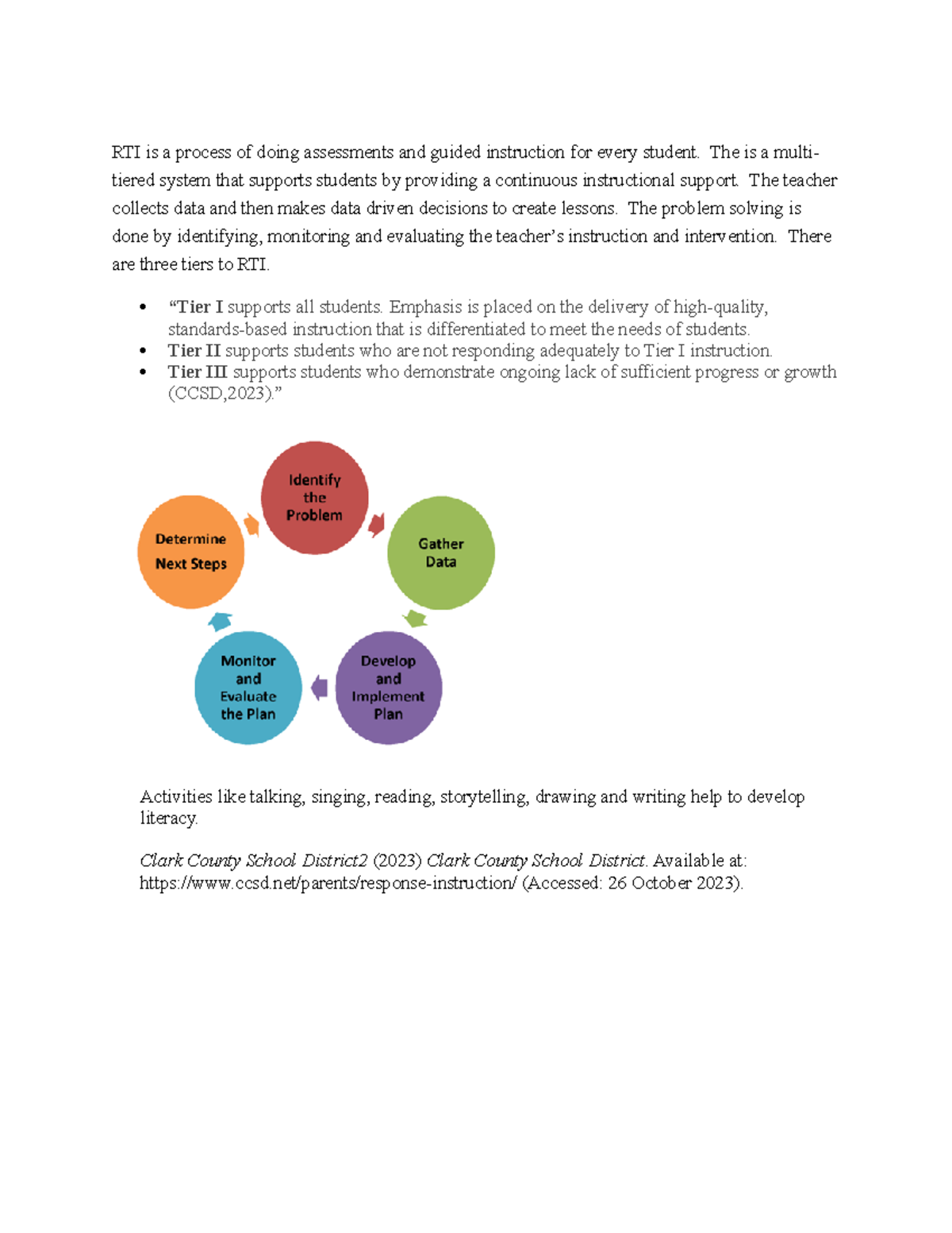 Week5diss2 - Discussion - RTI is a process of doing assessments and ...