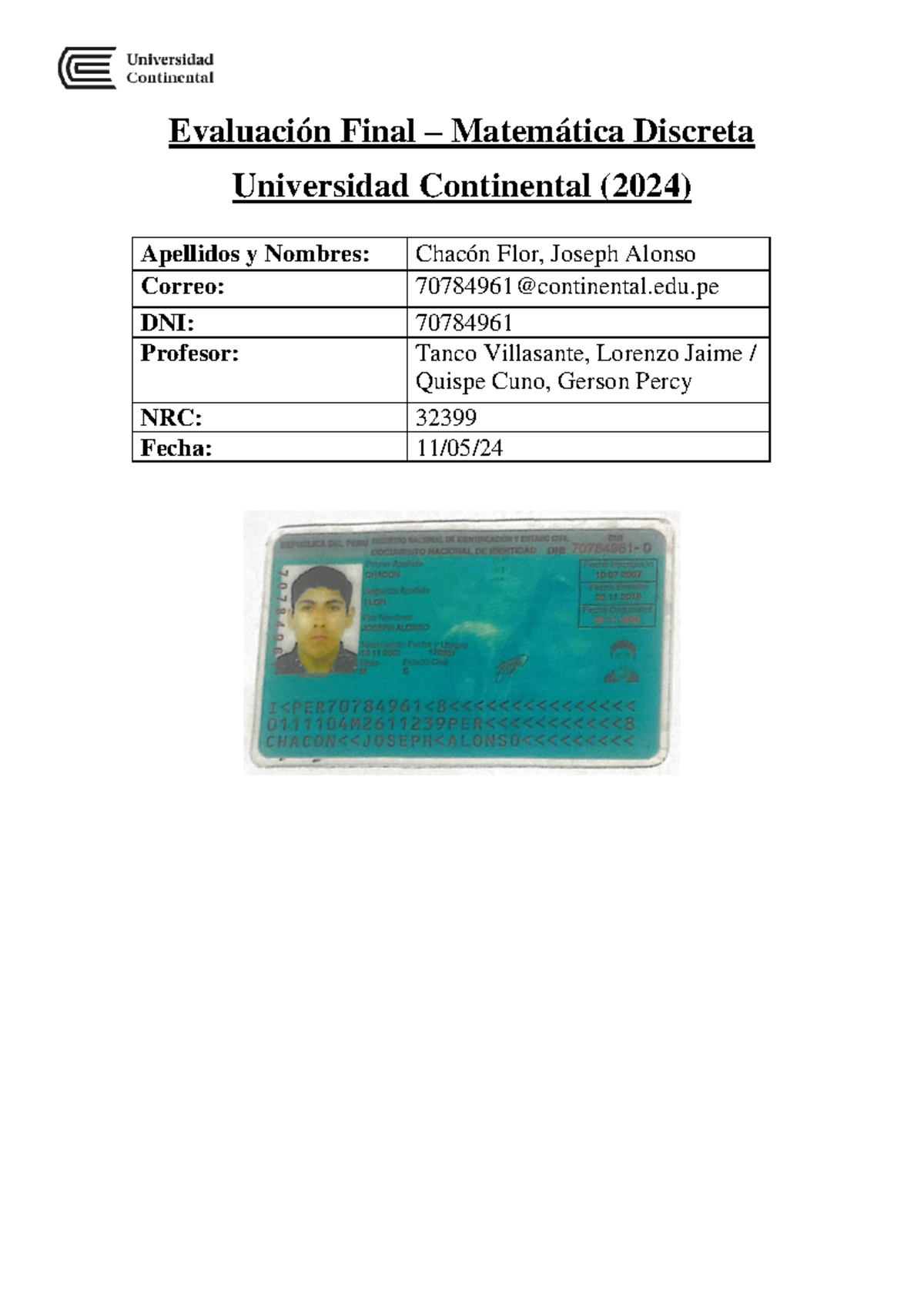Evaluación Final - Matemática Discreta (UC 2024) - Matematicas Discretas - Evaluación Final ...