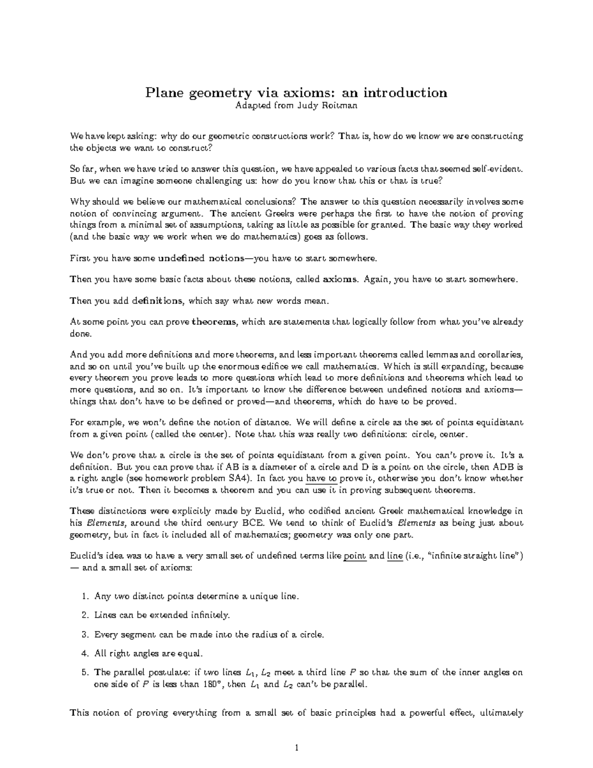 Practical - Plane geometry via axioms an introduction - Plane geometry ...