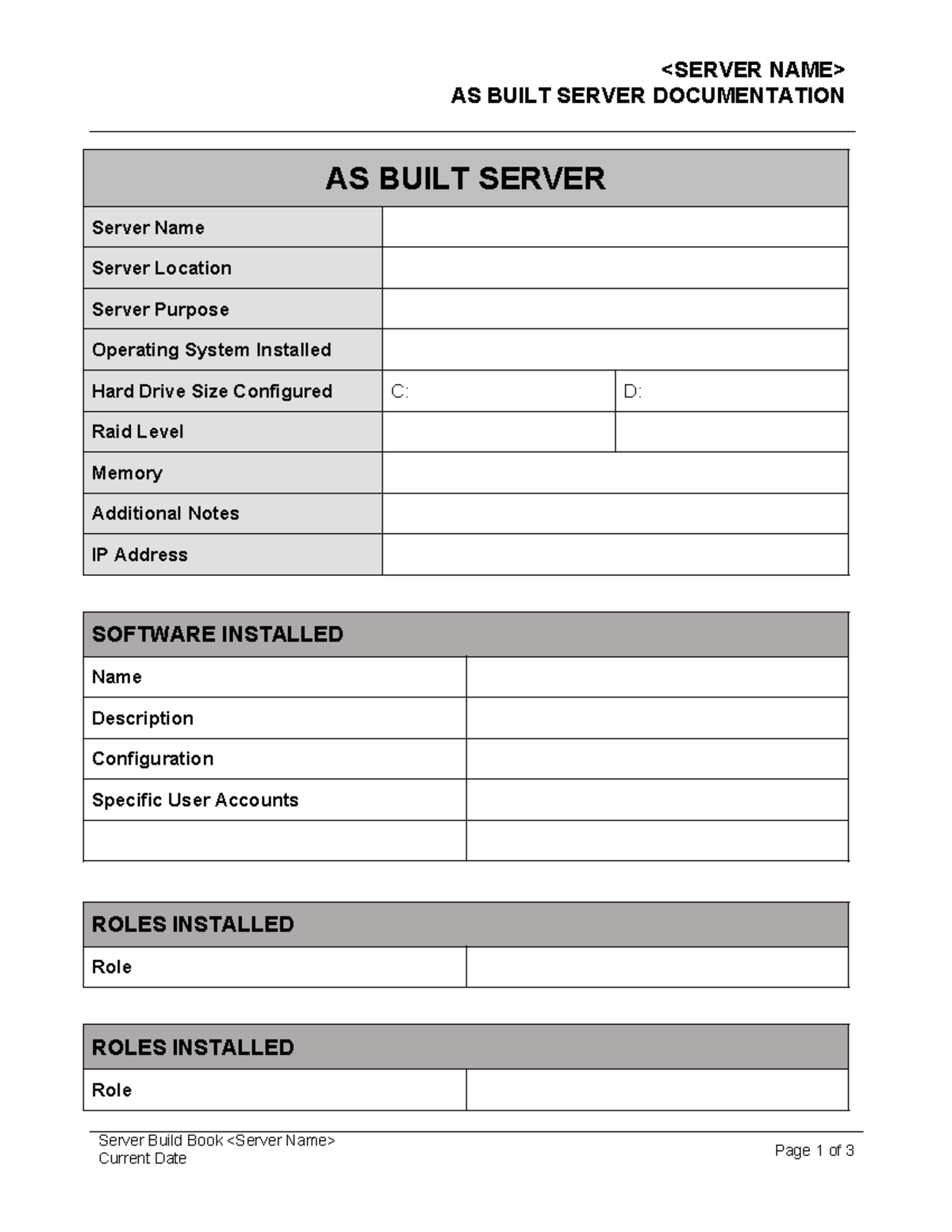 Server Build Book - AS BUILT SERVER DOCUMENTATION AS BUILT SERVER ...