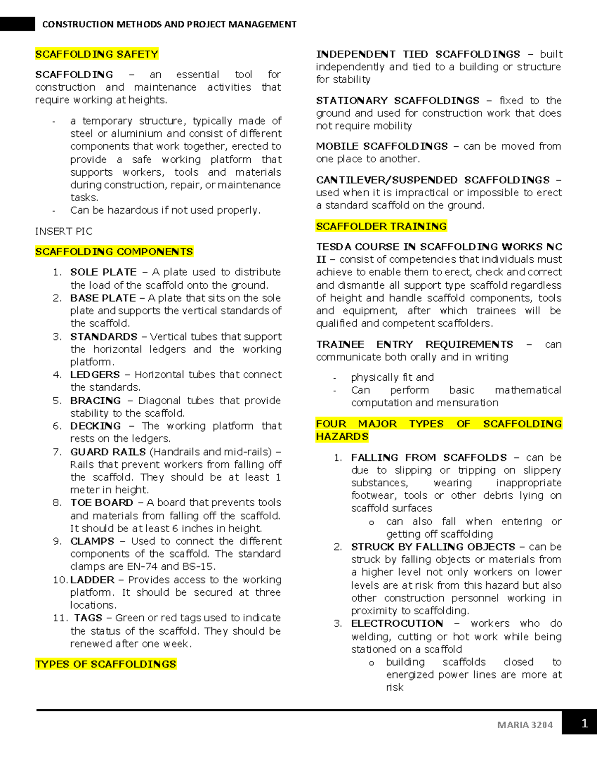 Cmpm finals naaaa - Reviewer - SCAFFOLDING SAFETY SCAFFOLDING – an essential tool for ...