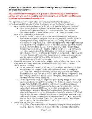 BME 4200 Reading 5 - BME 4200: Biomechanics READING ASSIGNMENT # The ...
