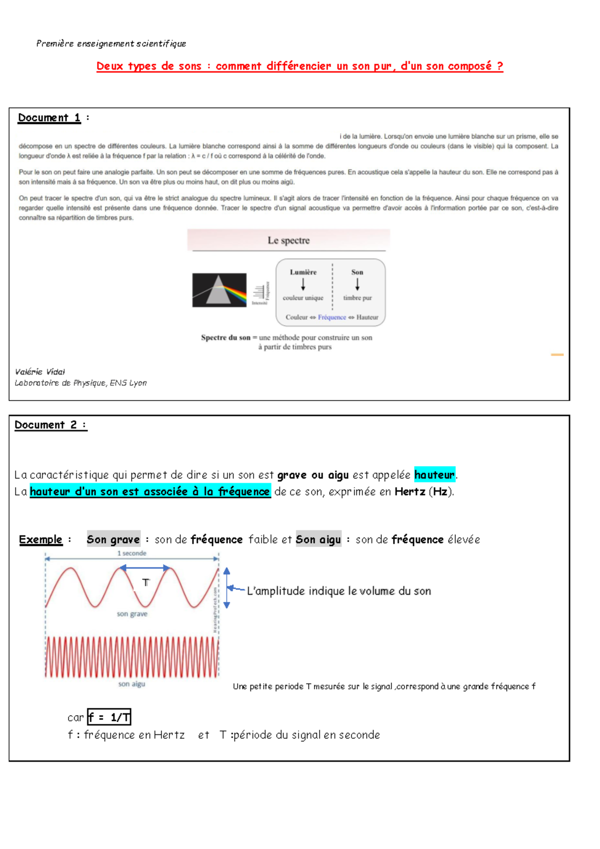 13 son pur et composé - Première enseignement scientifique Deux types ...