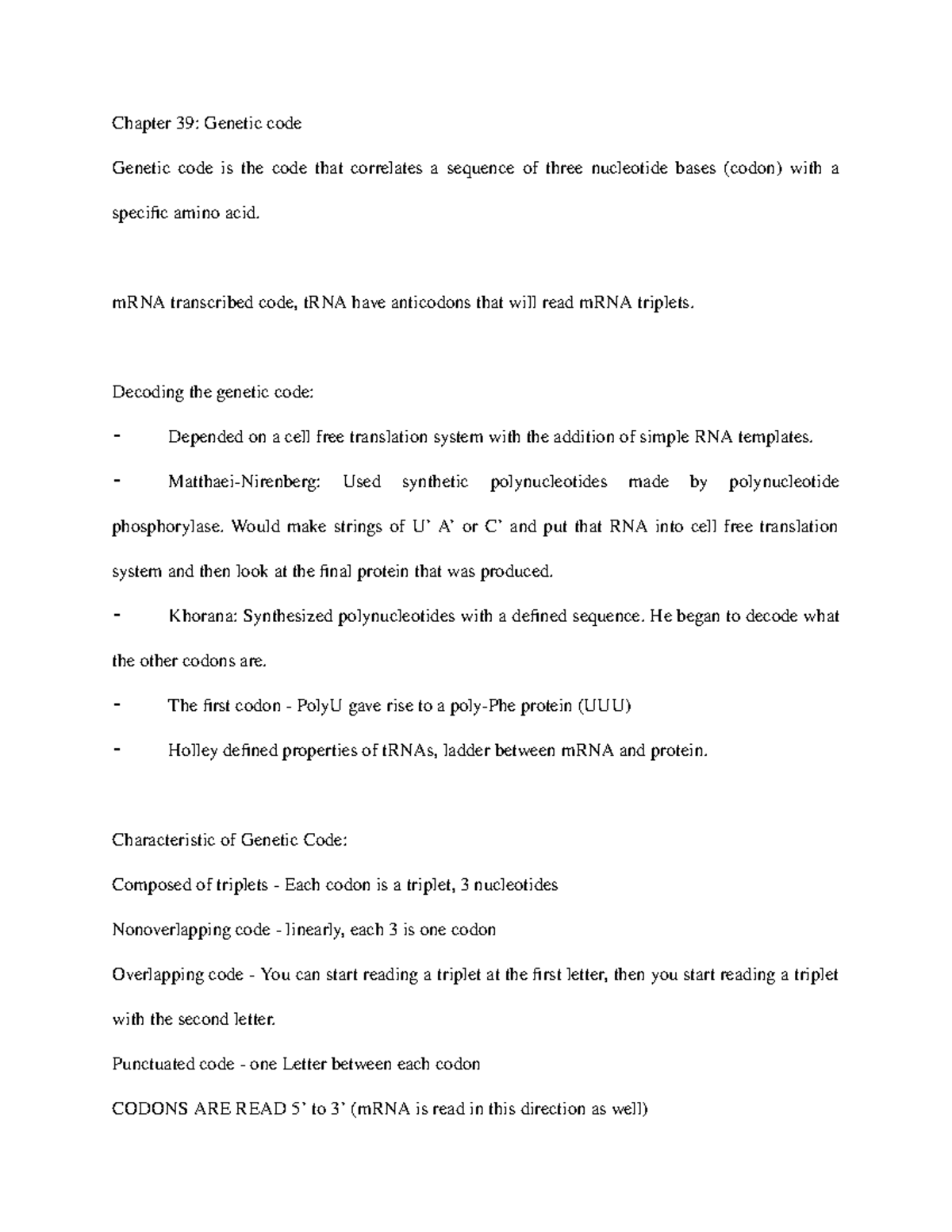 Biochemistry Chapter 39 Chapter 39 Genetic Code Genetic Code Is The biochemistry-chapter-39-chapter-39-genetic-code-genetic-code-is-the