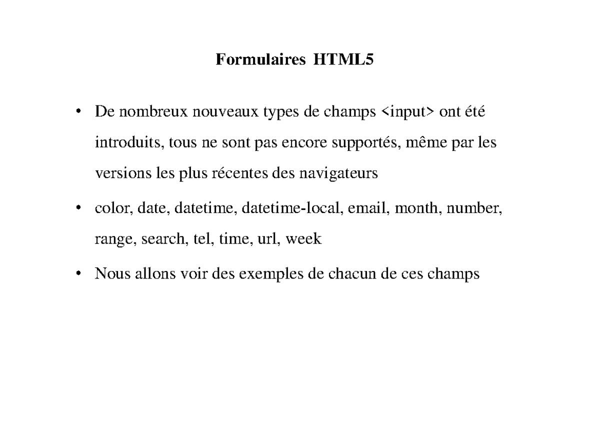 HTML5 - le formulaire html5 - Formulaires HTML De nombreux nouveaux ...