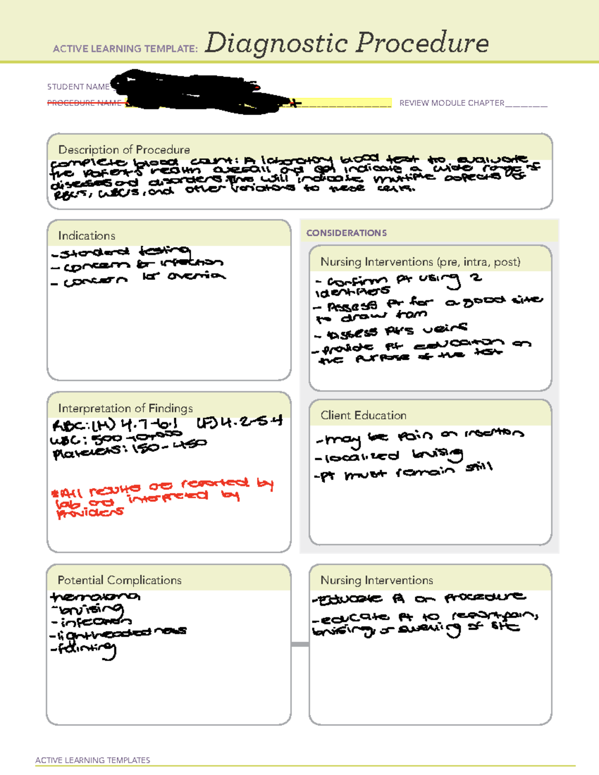 Diagnostic Procedure ATI - NUR-4110-E4 - ACTIVE LEARNING TEMPLATES ...