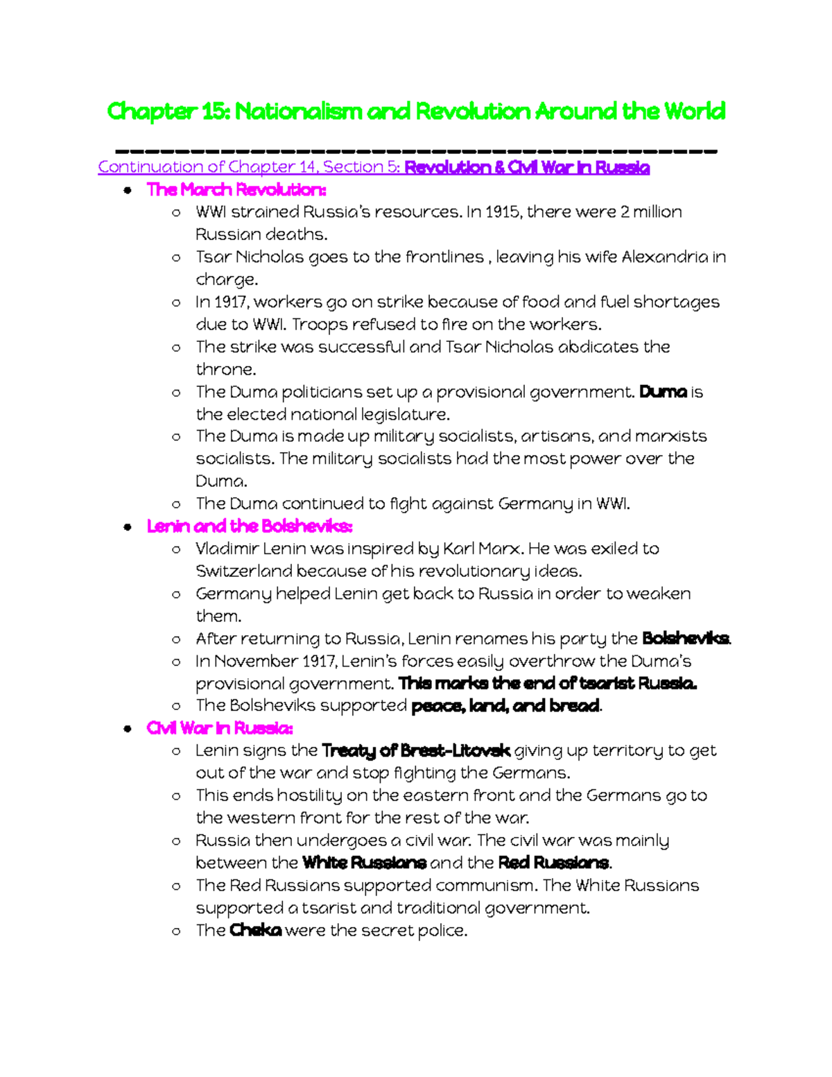 Nationalism and Revolution Around the World - HIS 393 - URI - Studocu