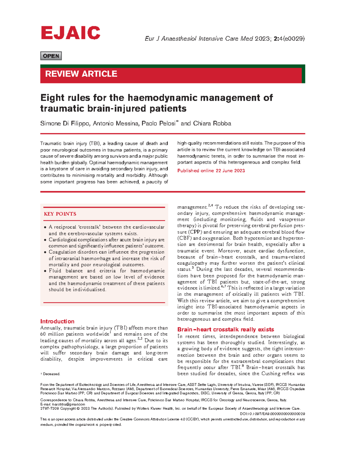 Eight rules for the haemodynamic management of - REVIEW ARTICLE Eight ...