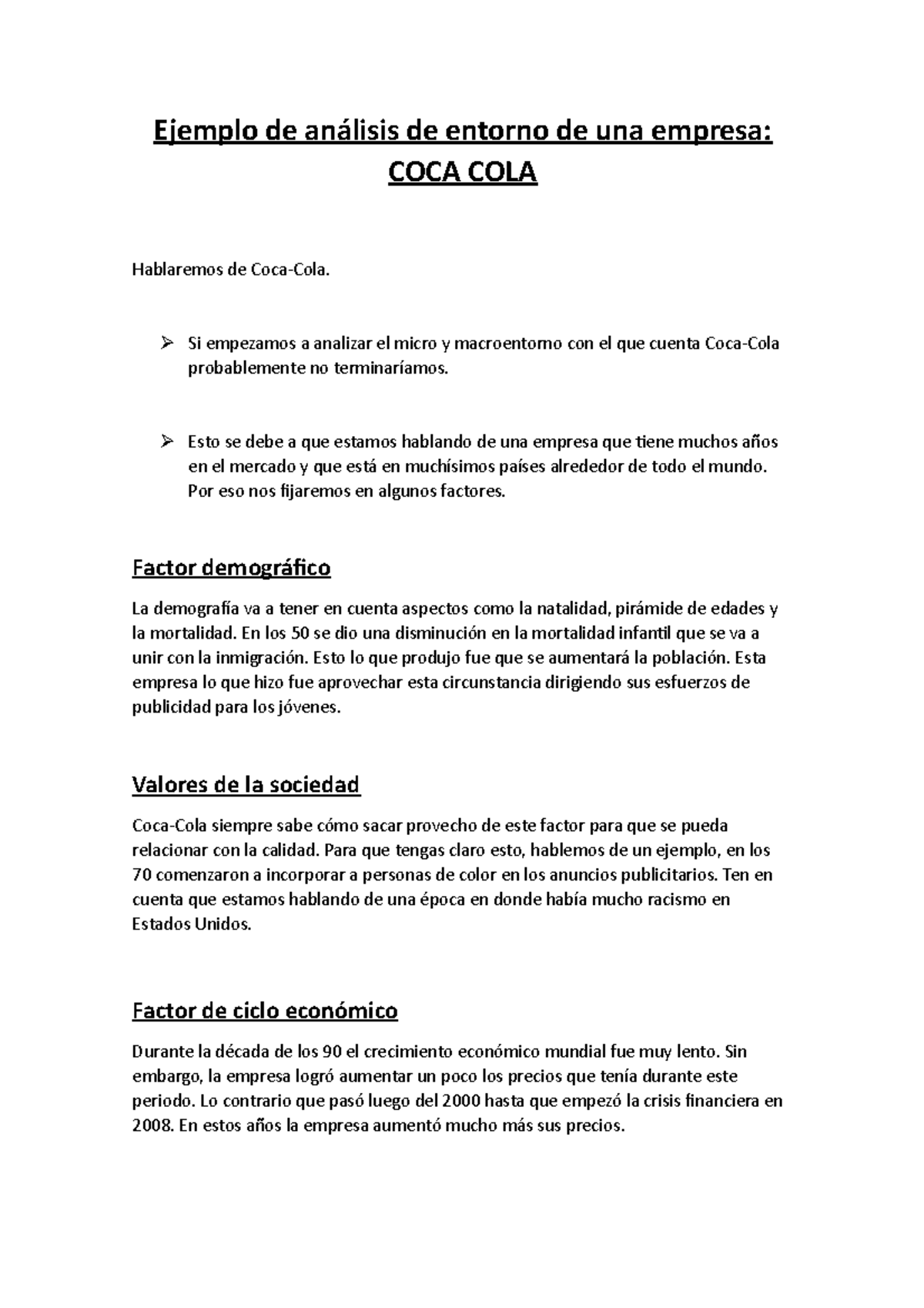 Ejemplo De Análisis De Entorno De Una Empresa Ejemplo De Análisis De