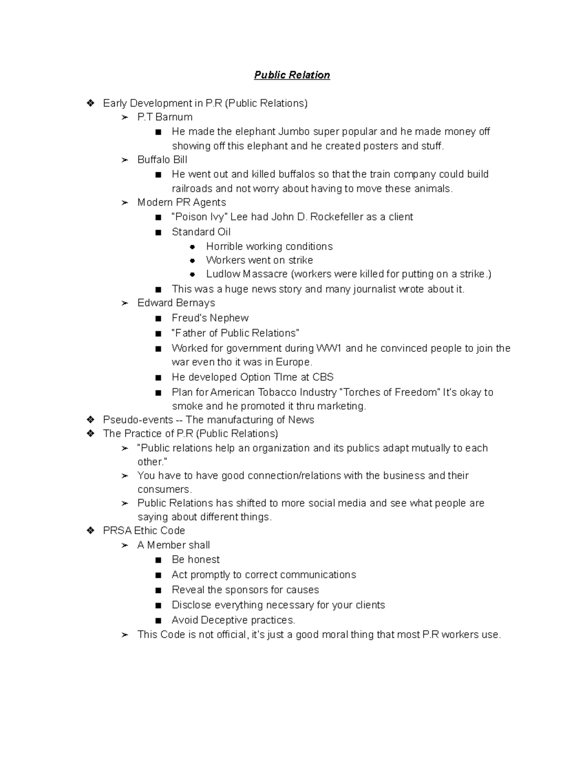Chapter 3 Week 1 Notes - Dr. Martin - Public Relation Early Development ...