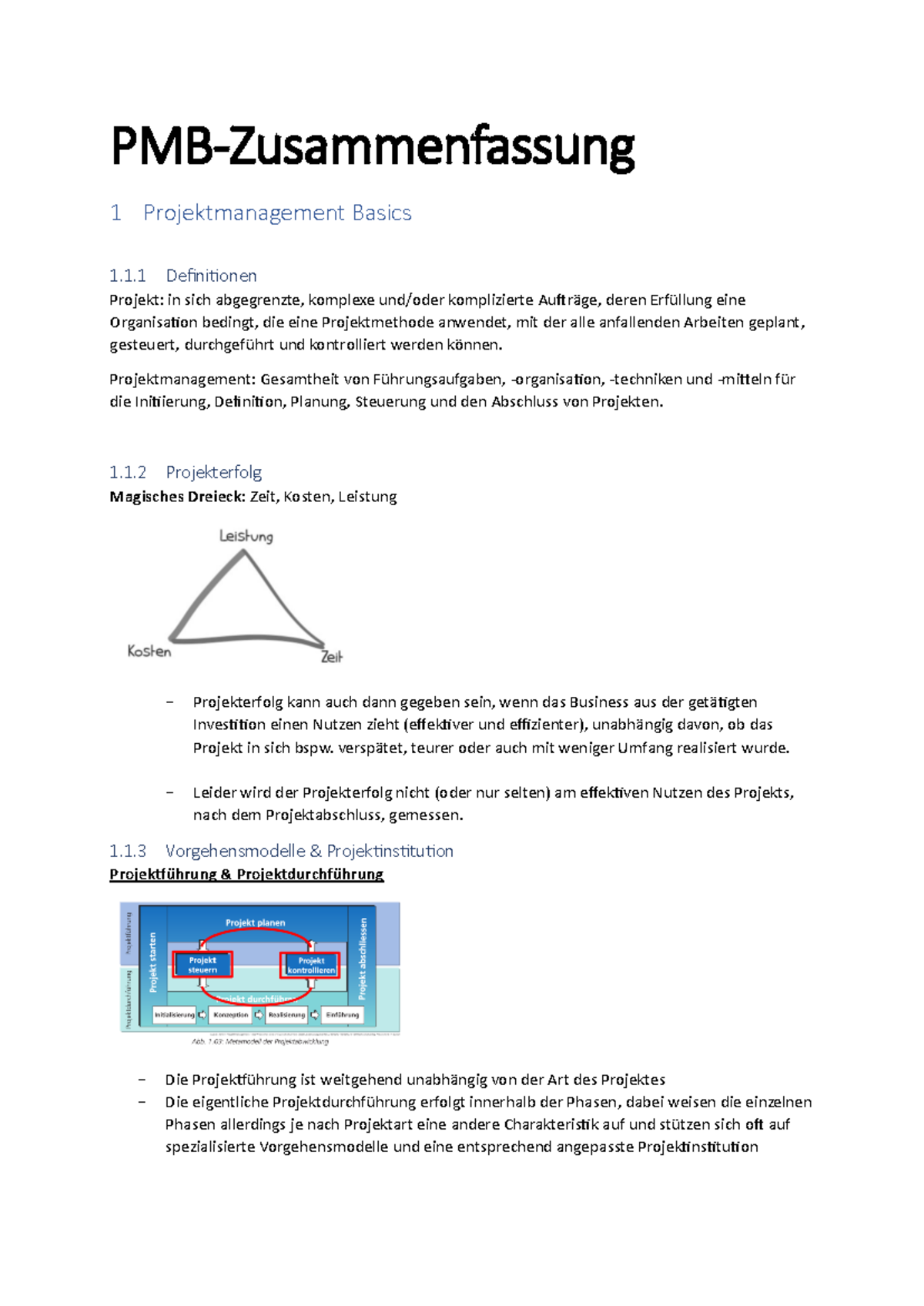 PMB-Zusammenfassung - Zusammenfassung Project Management Basics - PMB ...