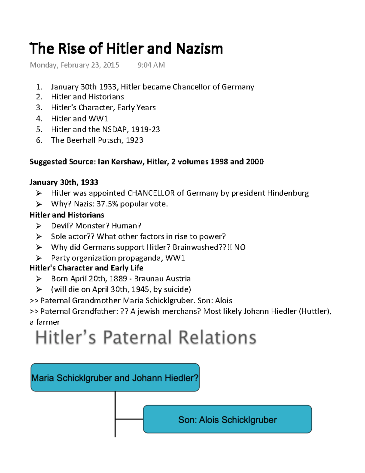 Hist 1500 Lecture- The Rise of Hitler and Nazism - Warning: TT ...
