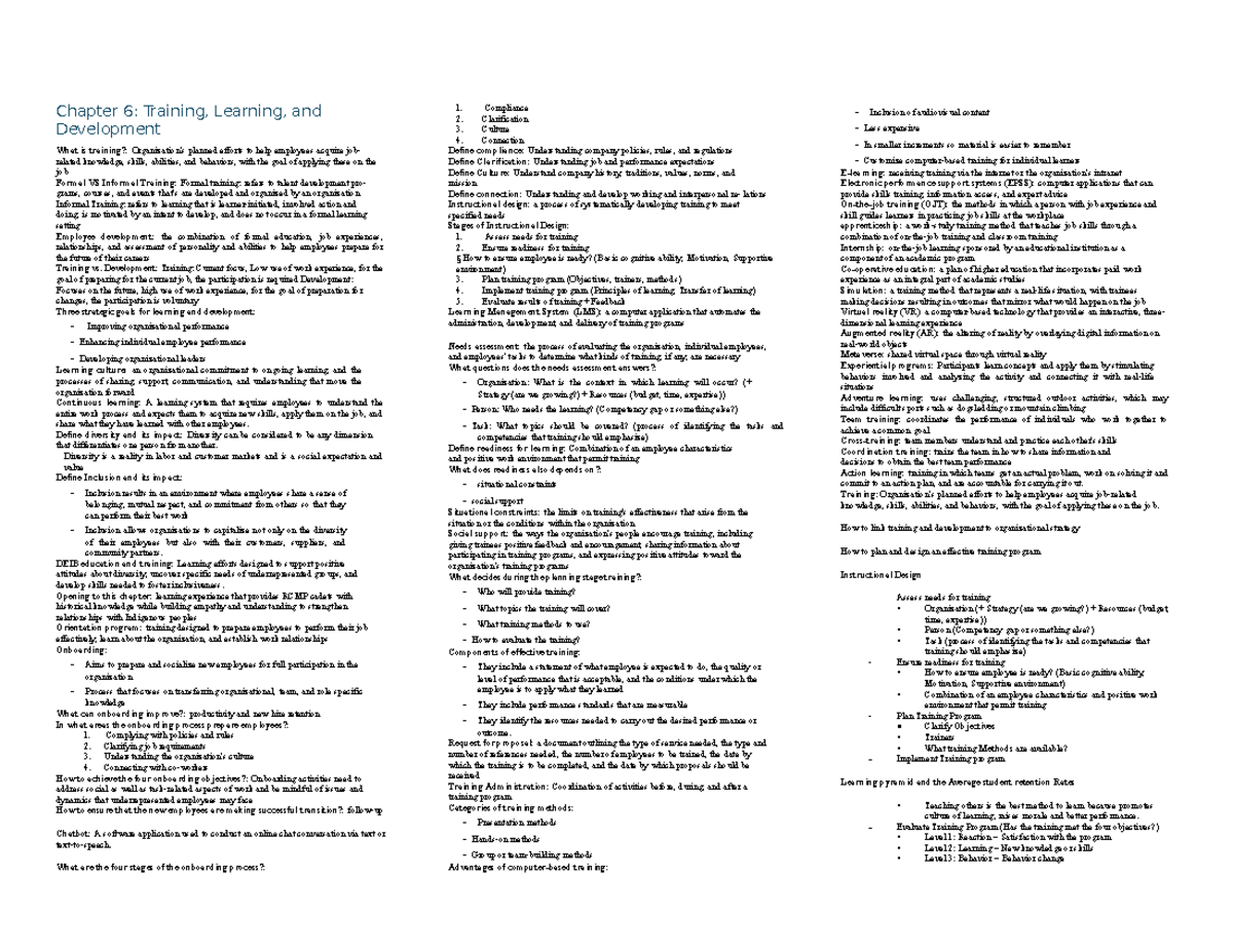 Final Notes 203 - Summary Human Resource Management - Chapter 6 ...