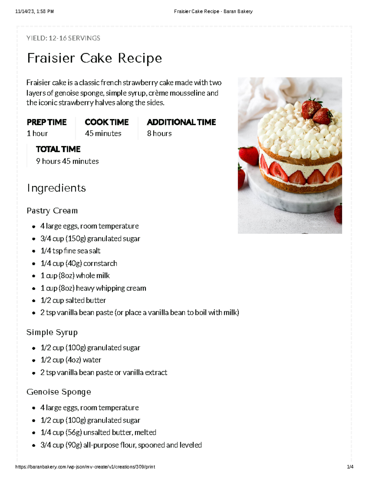 Fraisier Cake Recipe - Baran Bakery - Fraisier Cake Recipe Fraisier ...