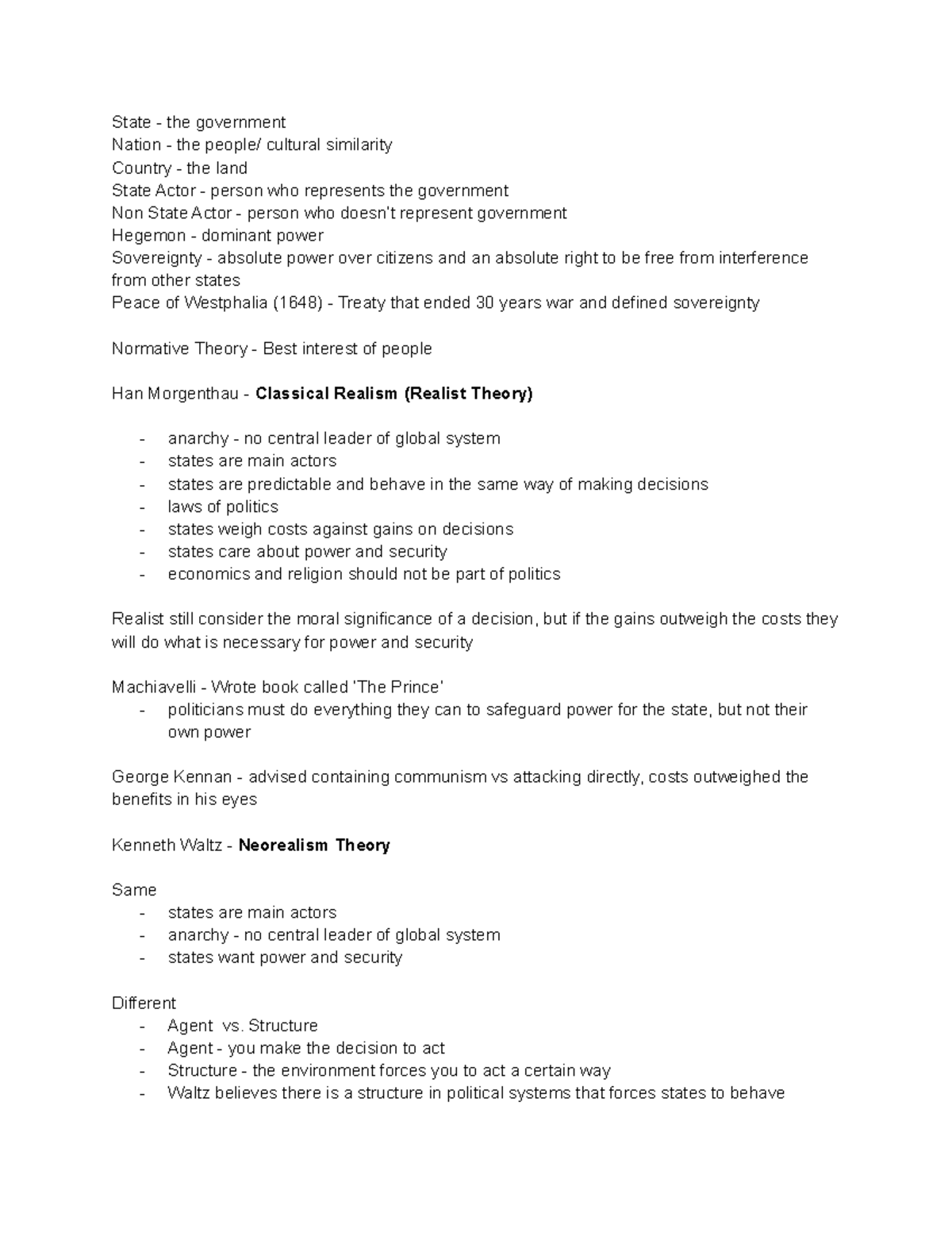 Global Issues - Lecture notes All - State - the government Nation - the ...