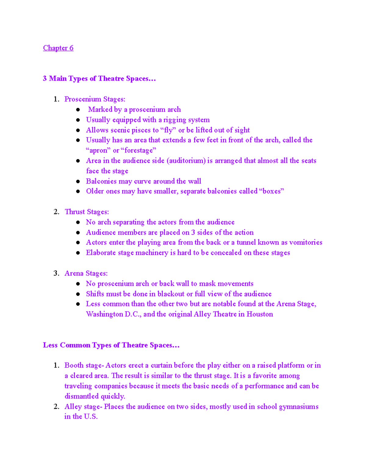Chapter 6 - Work - Chapter 6 3 Main Types of Theatre Spaces ...