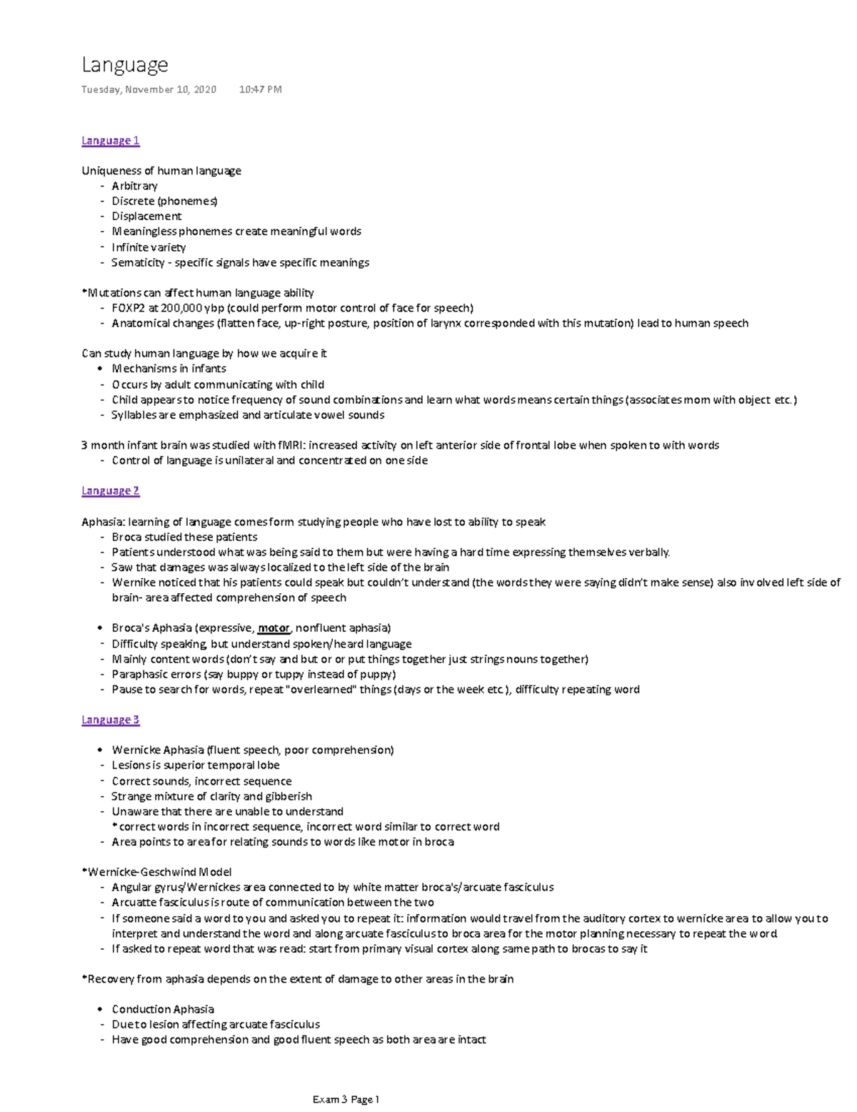 Language - Lecture notes 14 - Language 1 Arbitrary Discrete (phonemes ...
