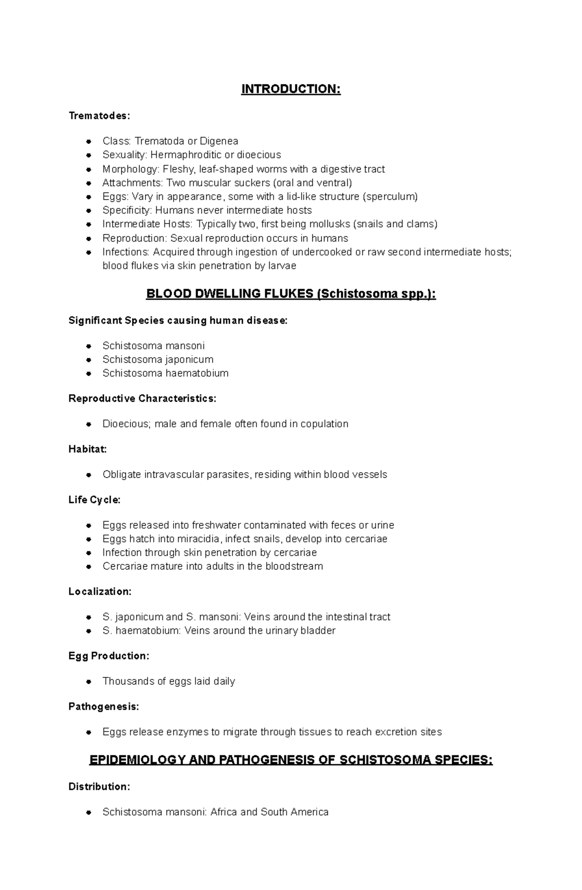 Trematodes 2 - INTRODUCTION: Trematodes: Class: Trematoda or Digenea ...