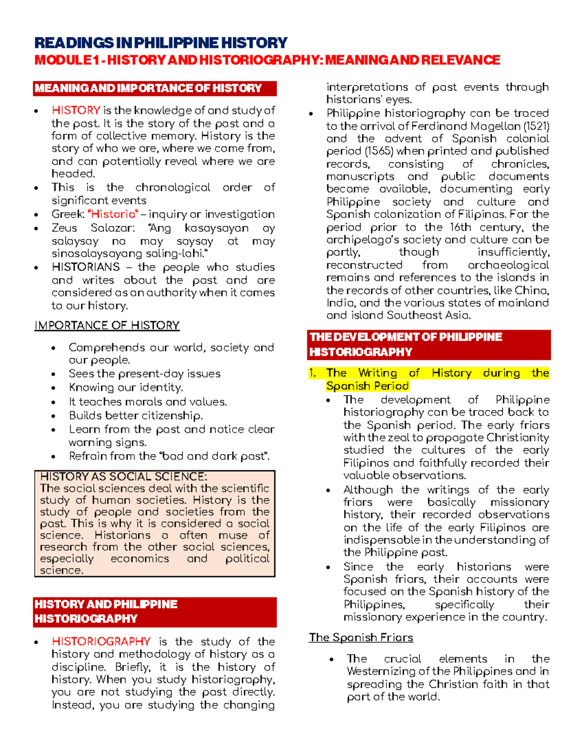 Readings in Philippine History - Prelims - READINGS IN PHILIPPINE HISTORY MODULE 1 - HISTORY AND ...