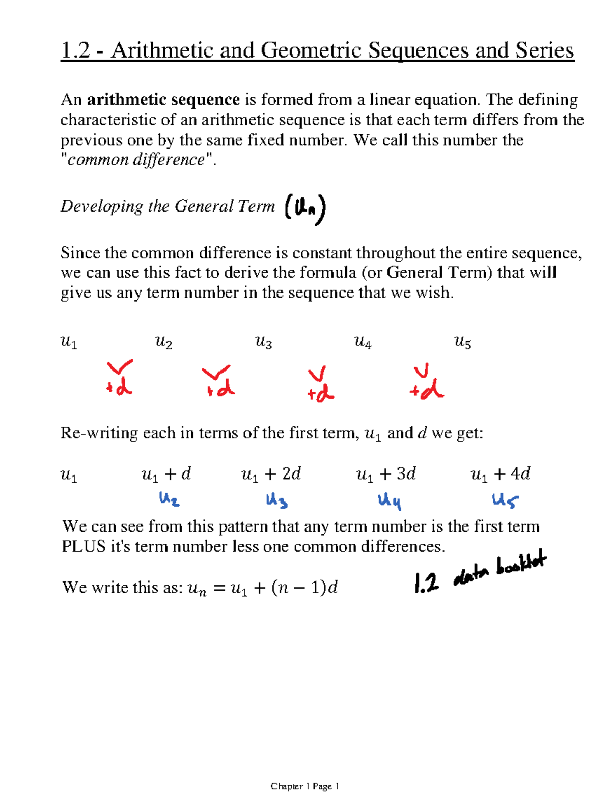 1.2 - Arithmetic and Geometric Sequences and Series - Completed Notes ...