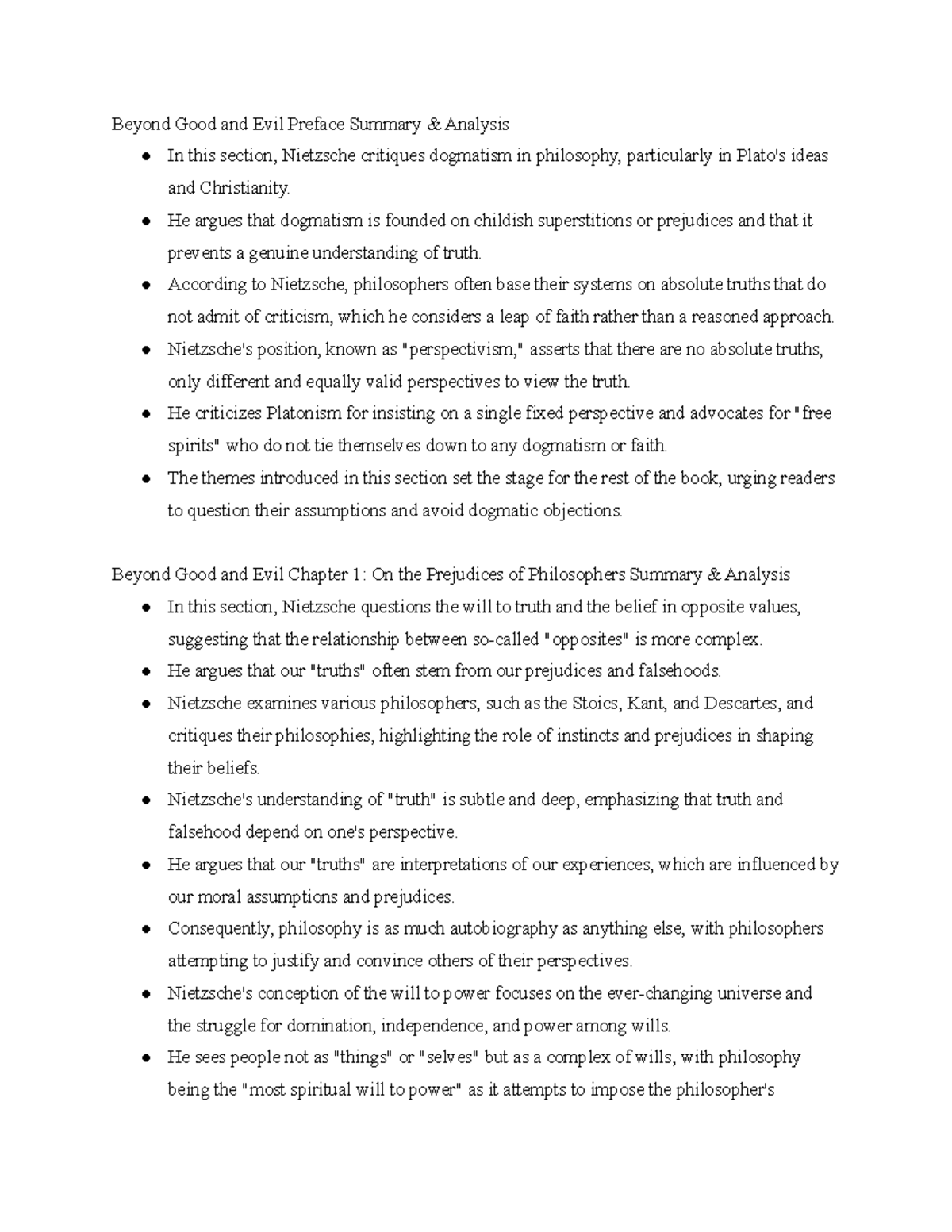 Beyond Good and Evil - Notes - Beyond Good and Evil Preface Summary ...