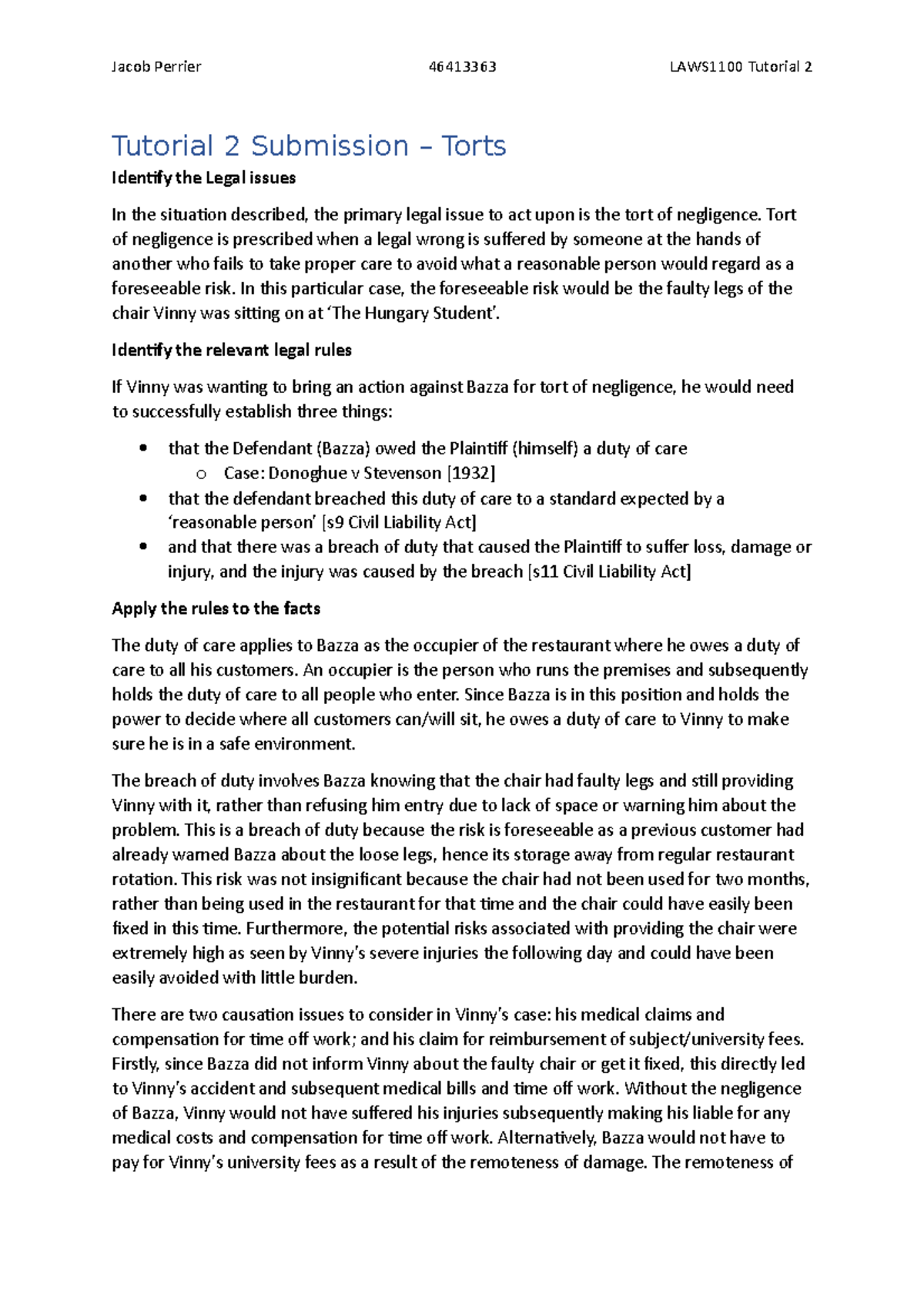 Tutorial 2 Submission - Jacob Perrier 46413363 LAWS1100 Tutorial 2 ...