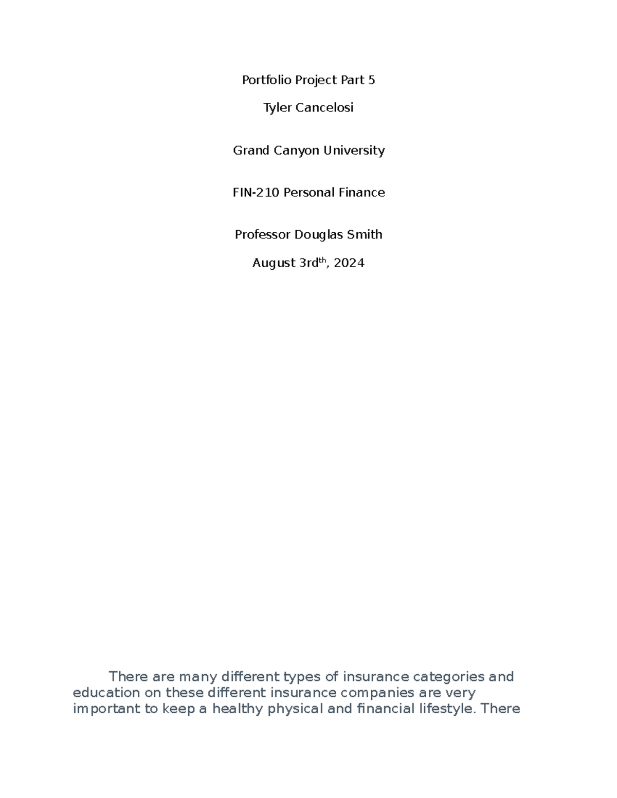 Portfolio Project Part 5 - FIN-210 - There - Studocu