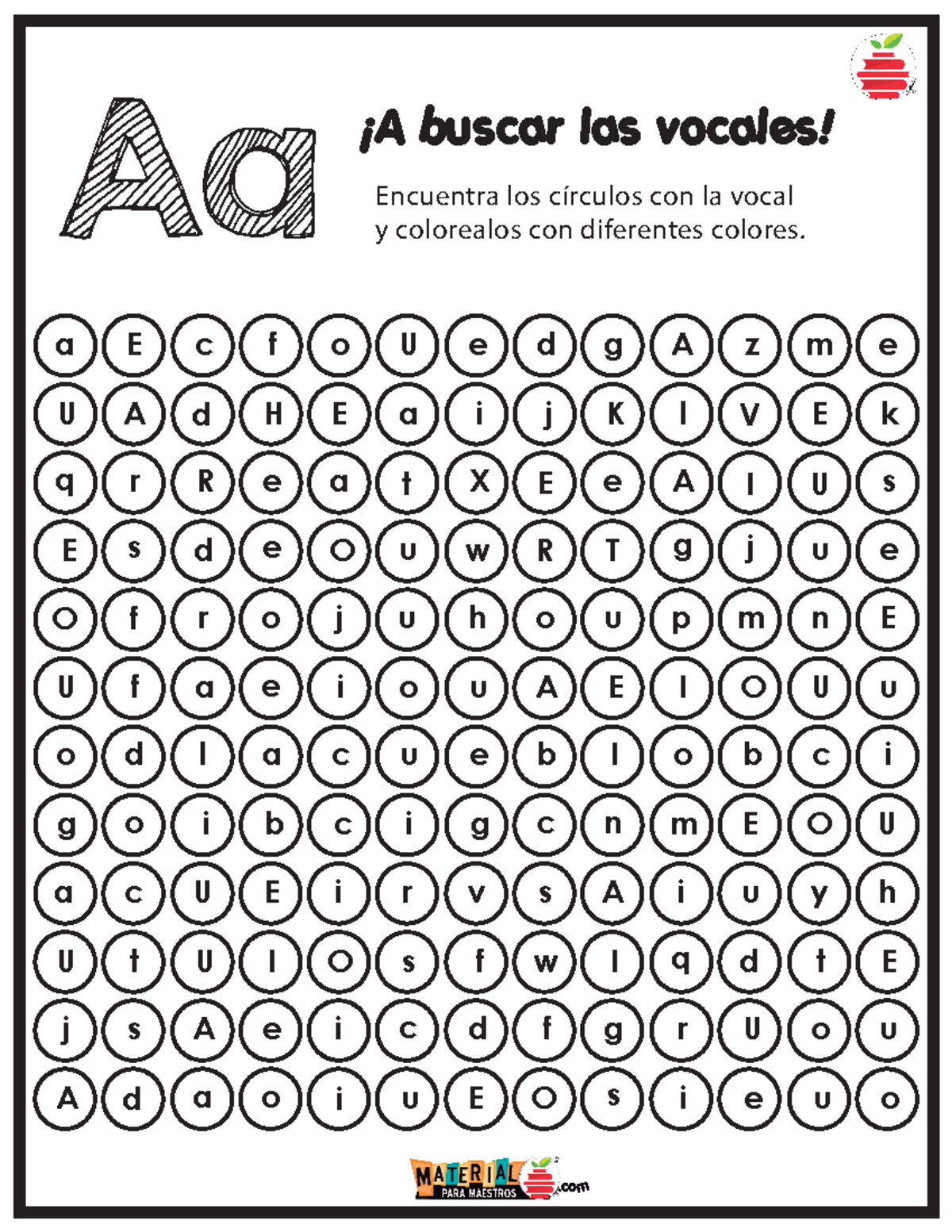 Vocales a buscar vocales - Aa Encuentra los círculos con la vocaly ...