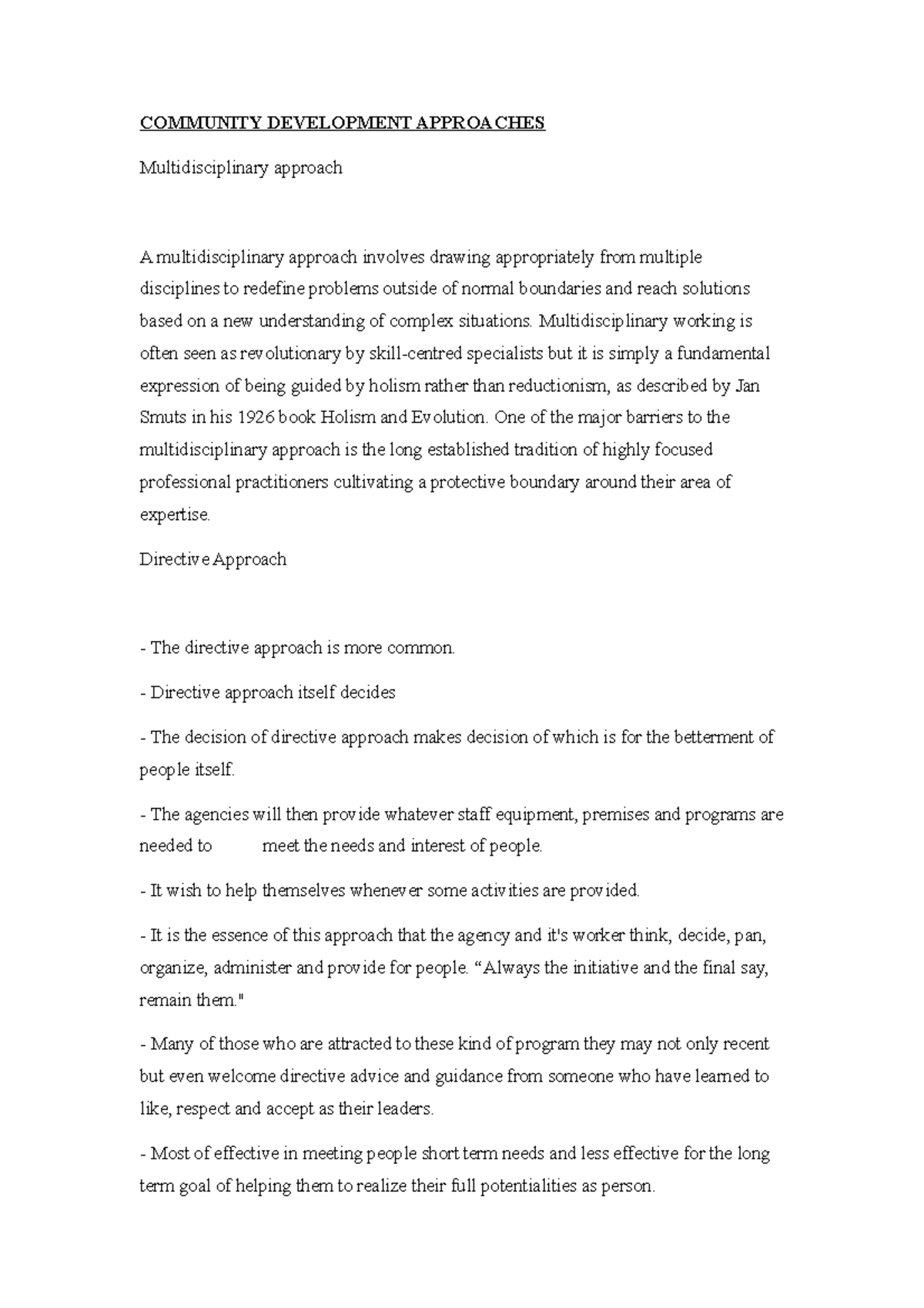 Community Development Approaches - COMMUNITY DEVELOPMENT APPROACHES ...