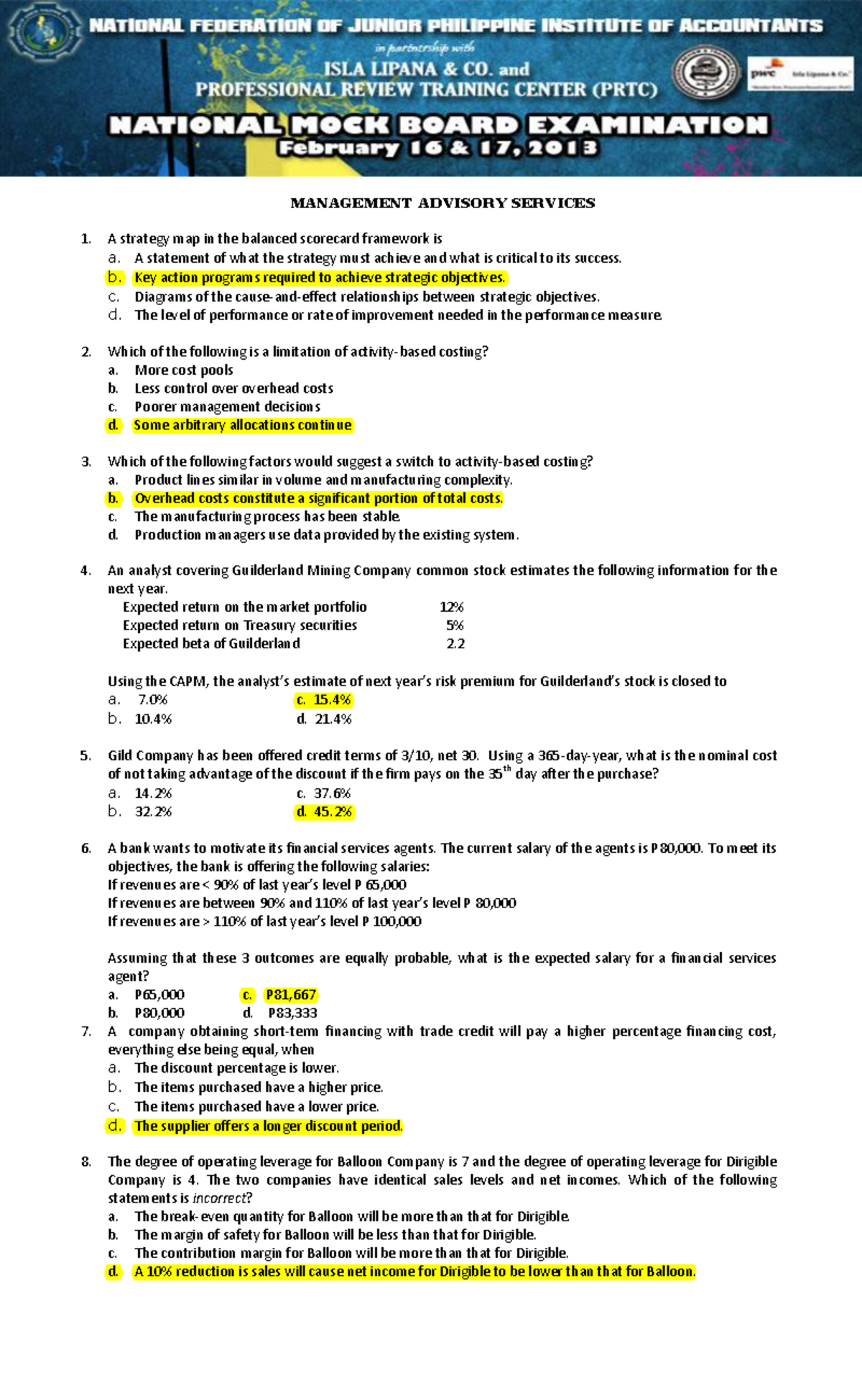 MAS with Answers - Abount managegment avisory service - MANAGEMENT ...